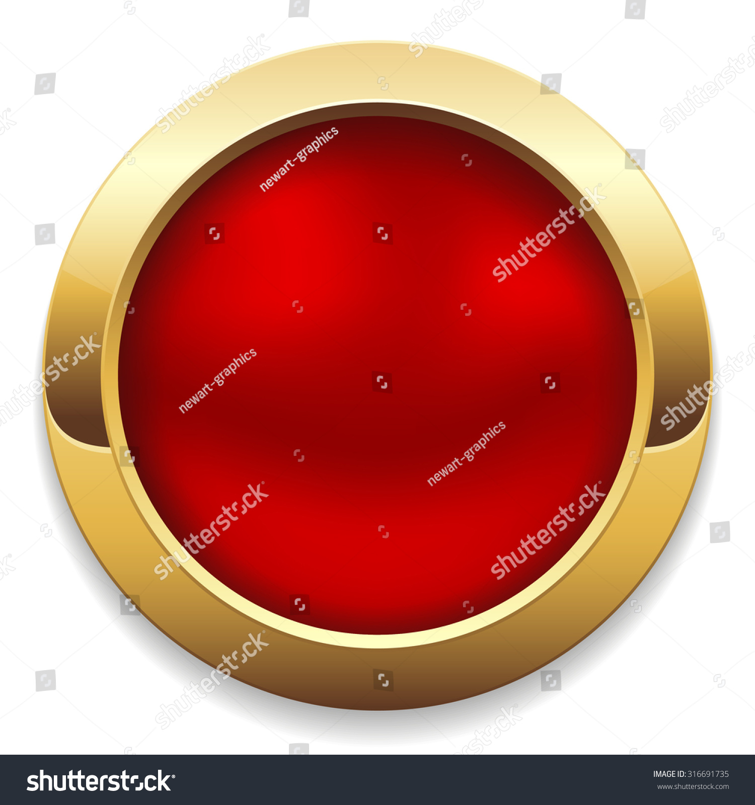 Round Red Button Gold Border On: เวกเตอร์สต็อก (ปลอดค่าลิขสิทธิ์ ...