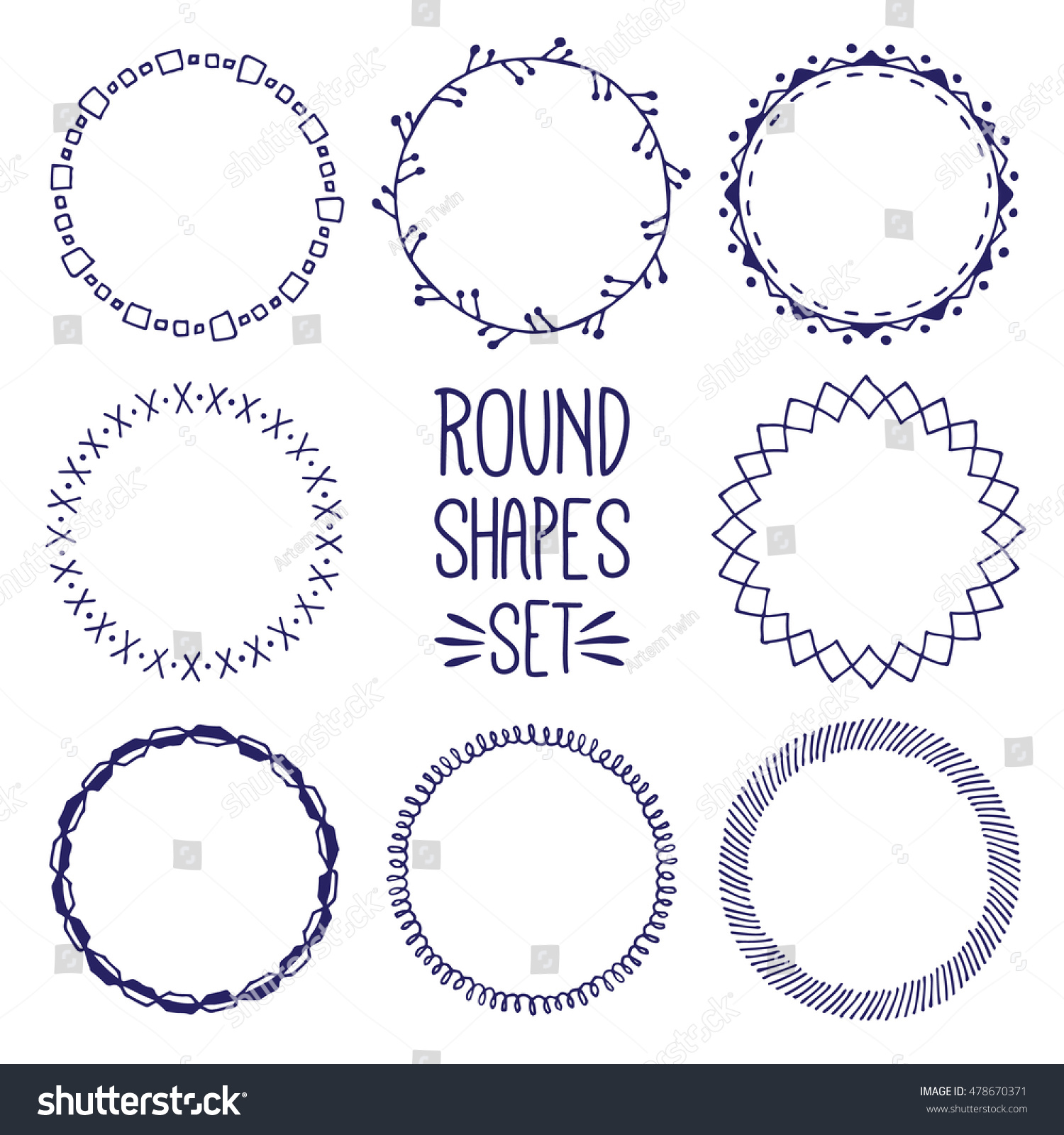 Round Shapes Hand Drawn Set Vector Stock Vector (Royalty Free ...