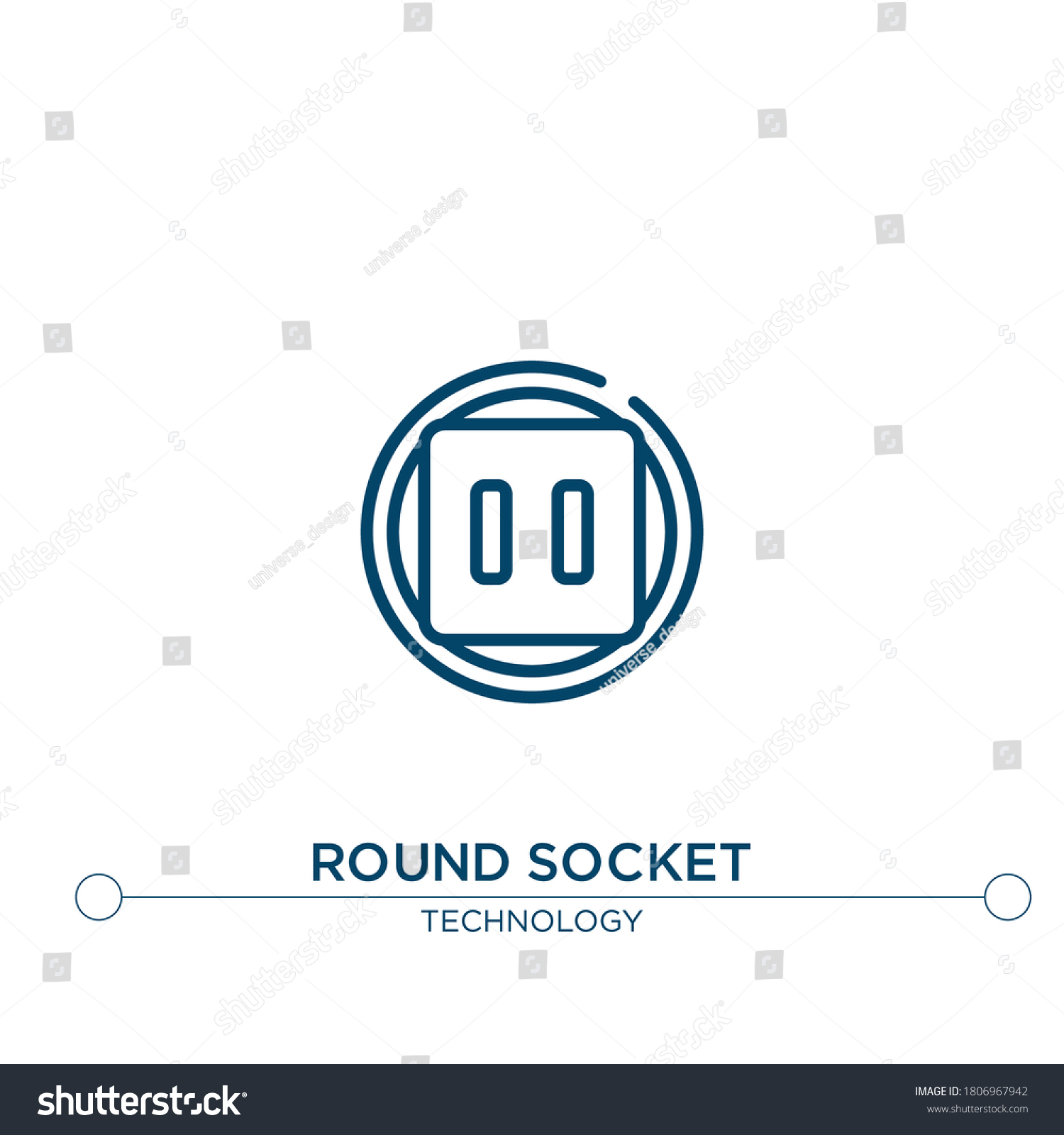 Round Socket Vector Line Icon Simple Stock Vector (Royalty Free ...