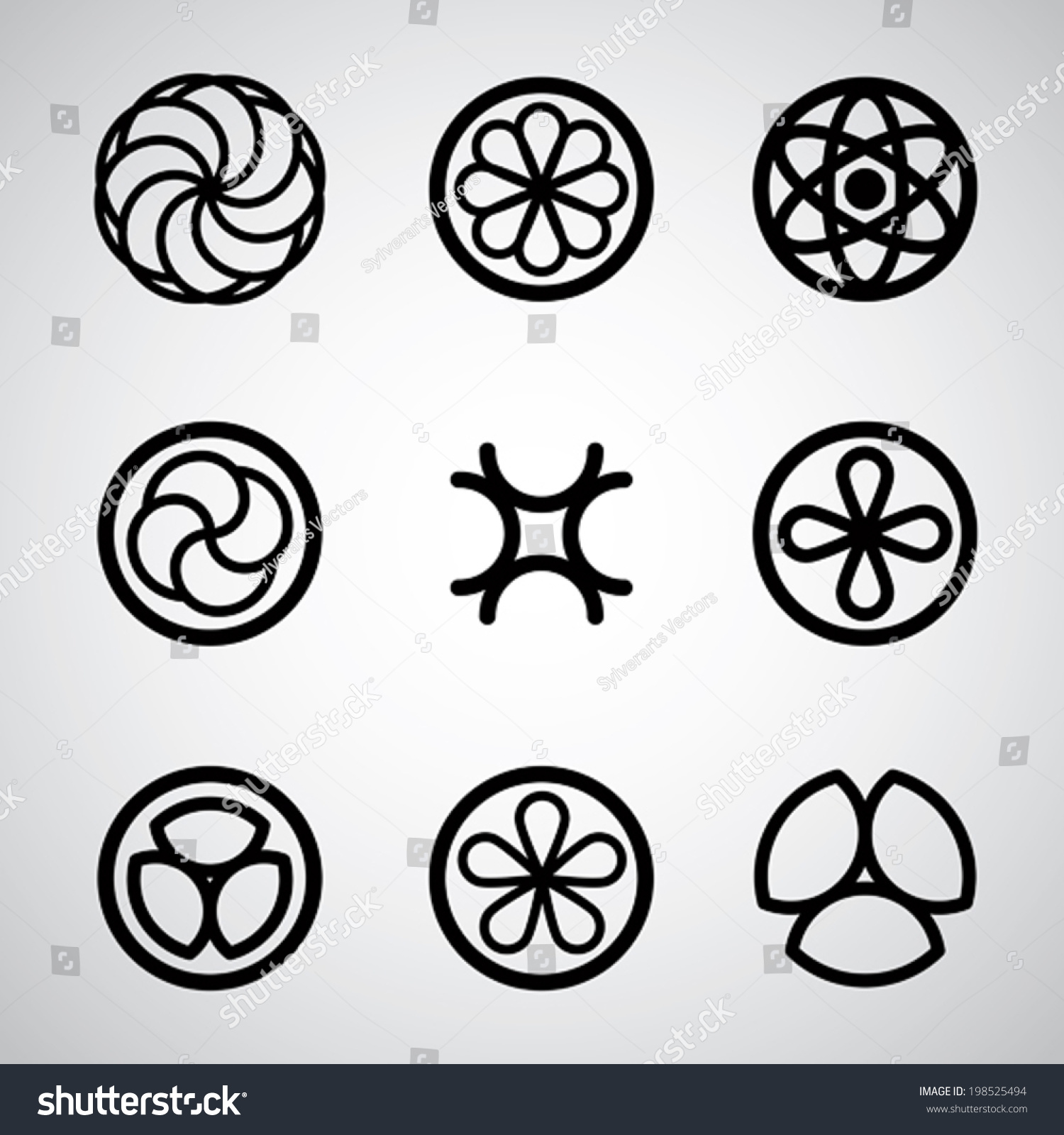 Round Symbols Vector Abstract Set Stock Vector (Royalty Free) 198525494 ...