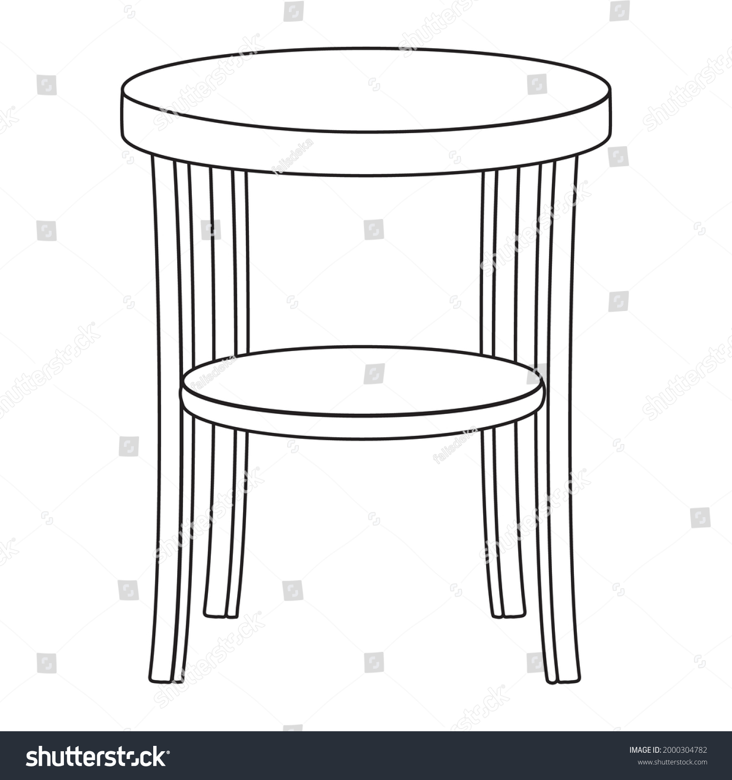 Round Table Line Vector Illustration Isolated Stock Vector (Royalty ...