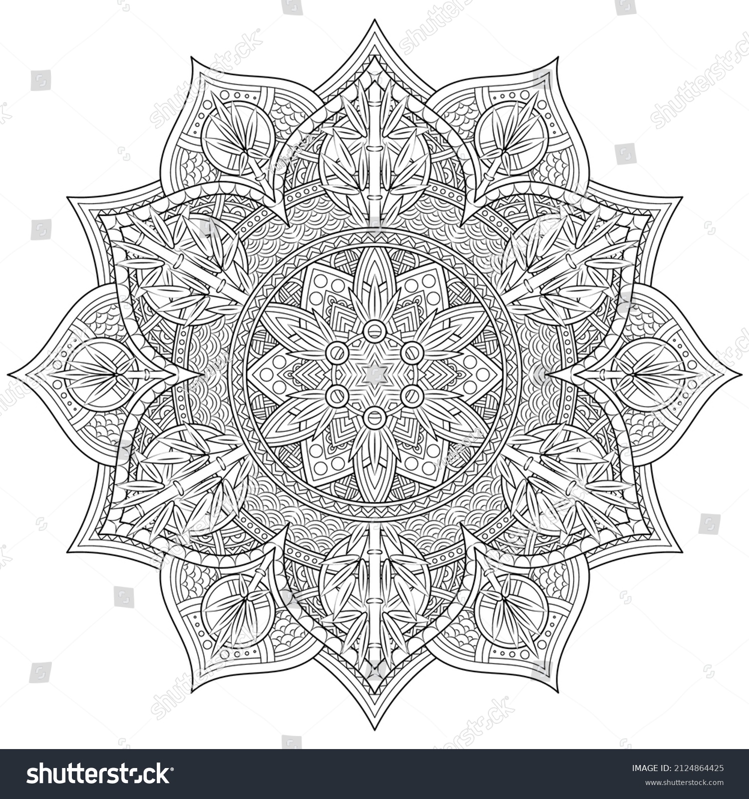 Round Tile Style Boho Zentangle Doodle Stock Vector (Royalty Free ...