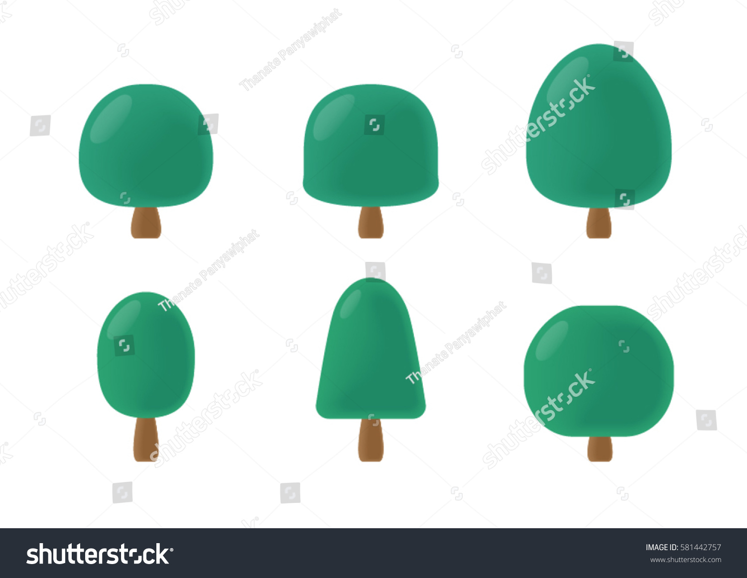 Round Tree Cartoon Pack Stock Vector (Royalty Free) 581442757 ...