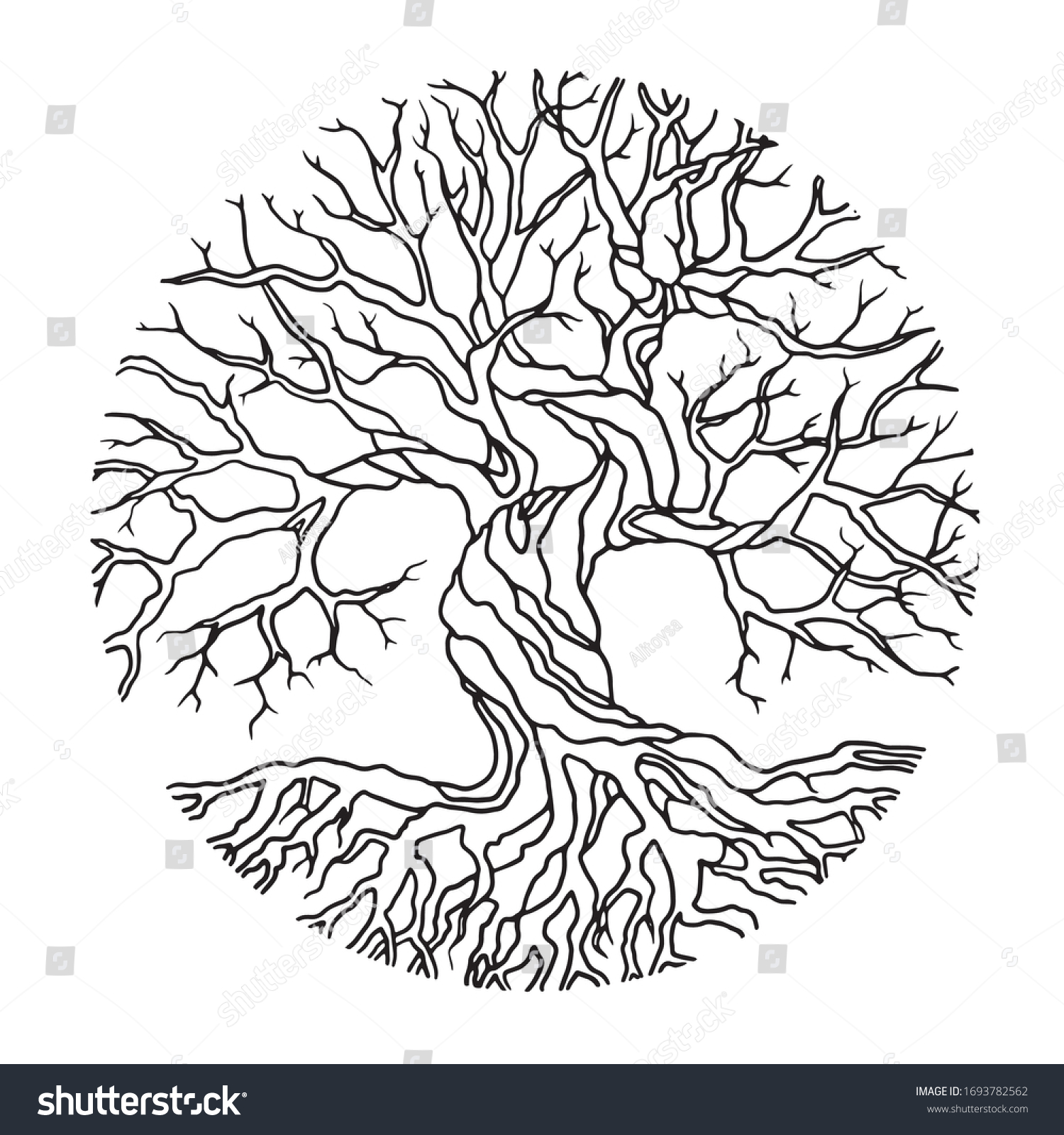 Round Tree Outline Object Outdoor Stock Vector (Royalty Free) 1693782562