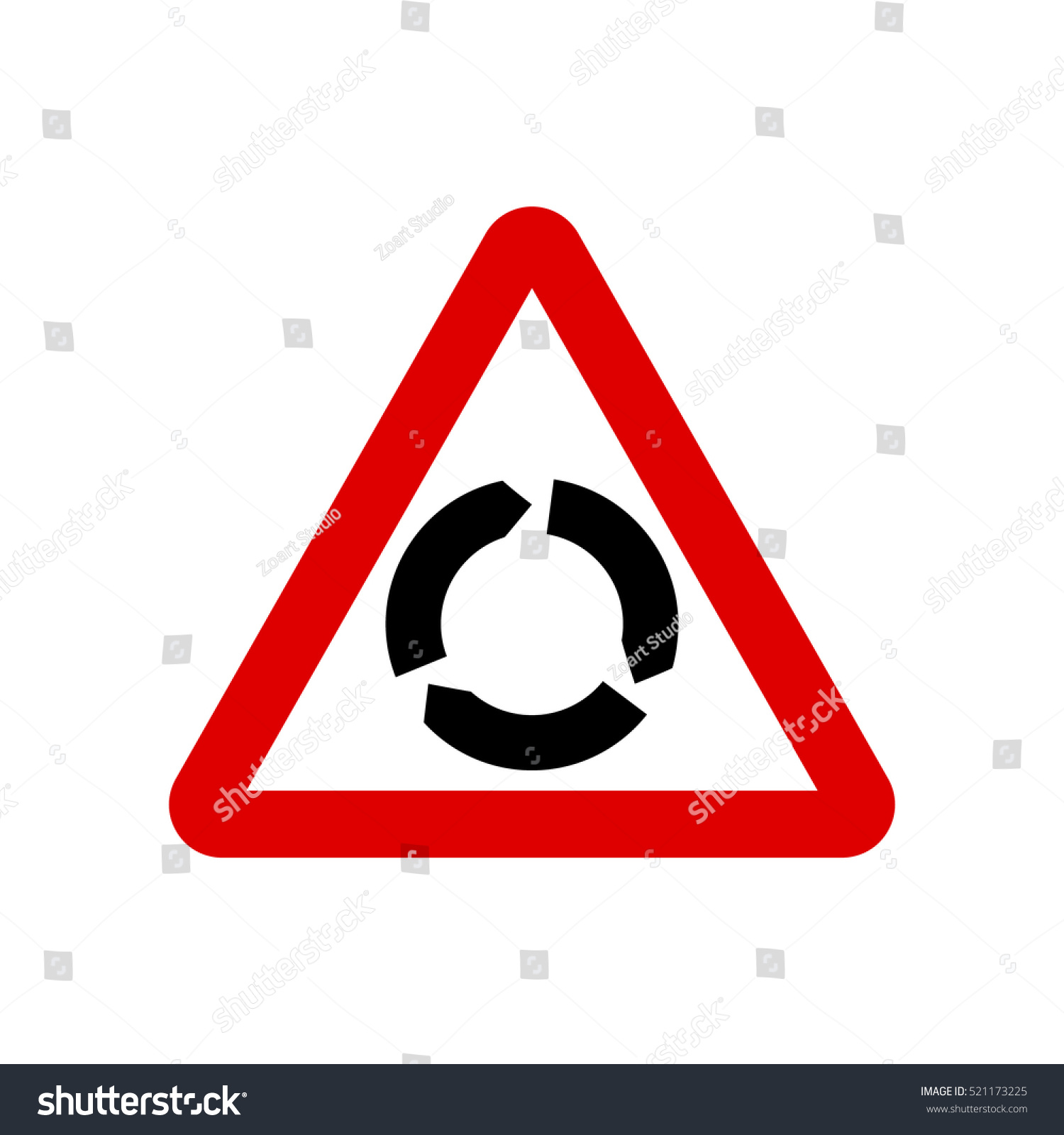 Roundabout Ahead Sign Stock Vector (Royalty Free) 521173225