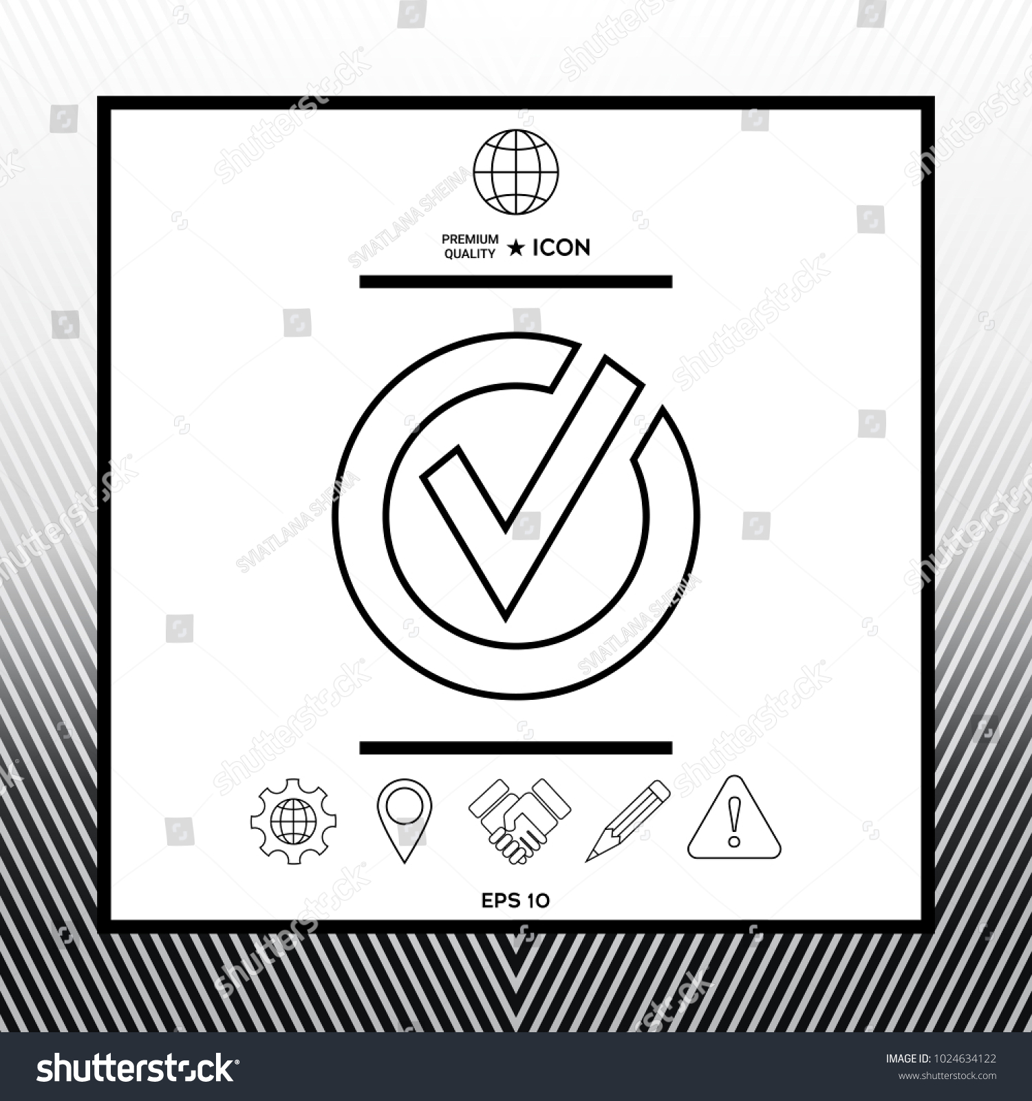 Rounded Check Mark Line Icon: vector de stock (libre de regalías ...