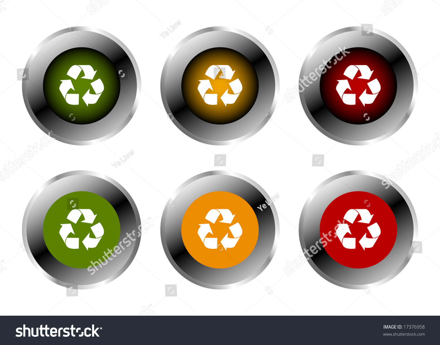 Rounded Chrome Recycle Buttons Backlit Effects Stock Vector (Royalty ...