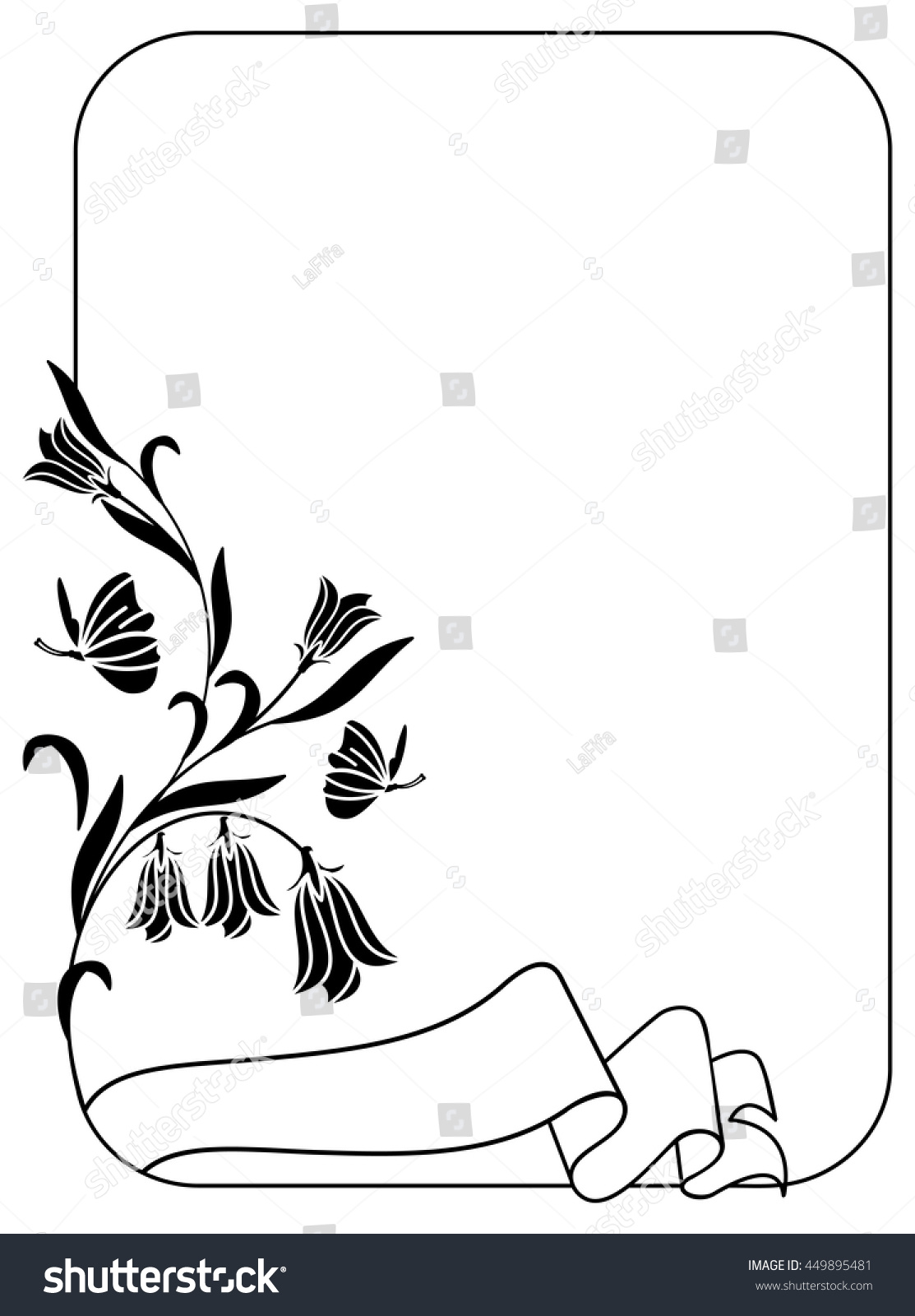Rounded Corners Vertical Framework Bluebells Design Stock Vector ...
