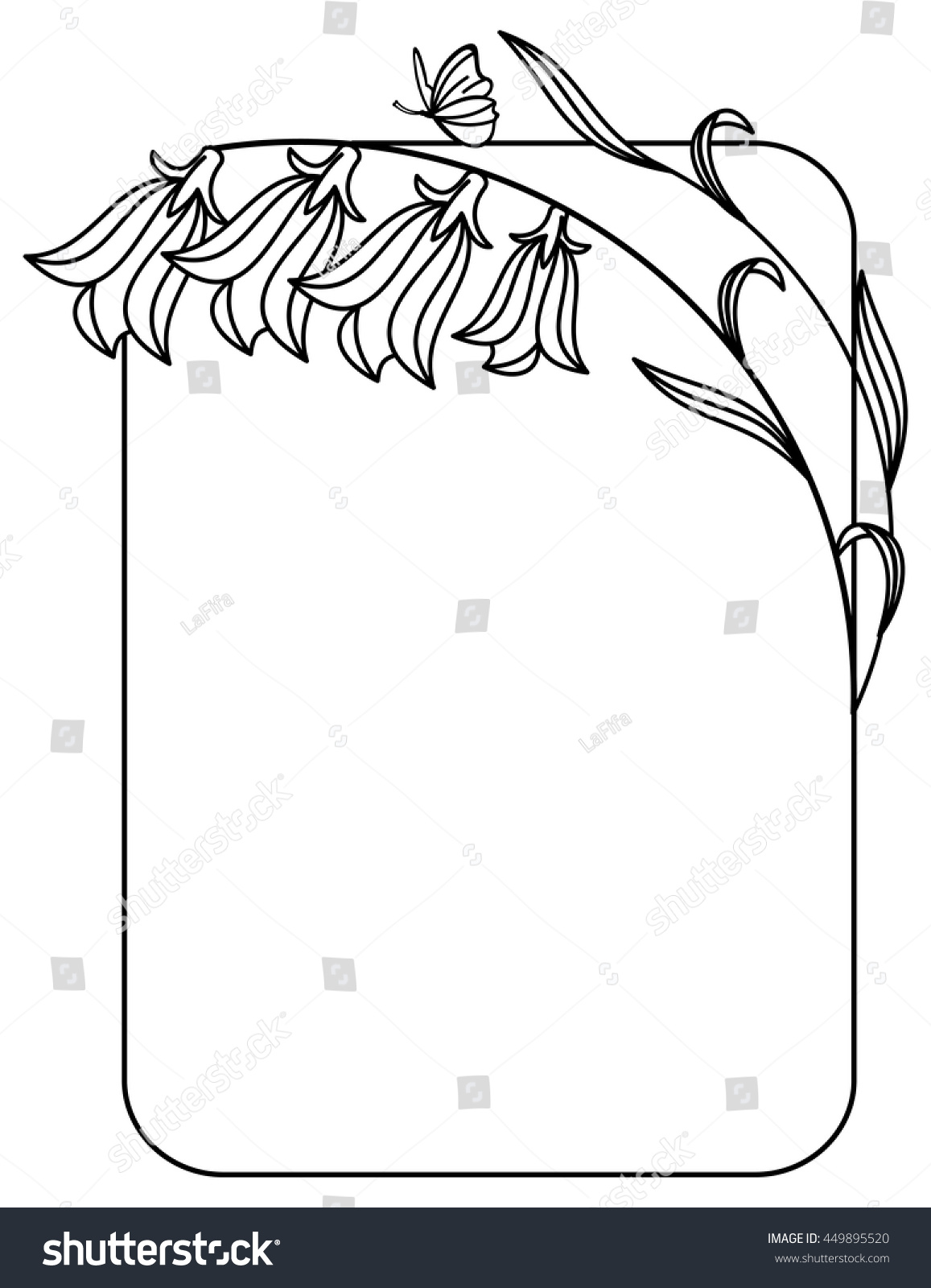 Rounded Corners Vertical Framework Bluebells Design Stock Vector ...