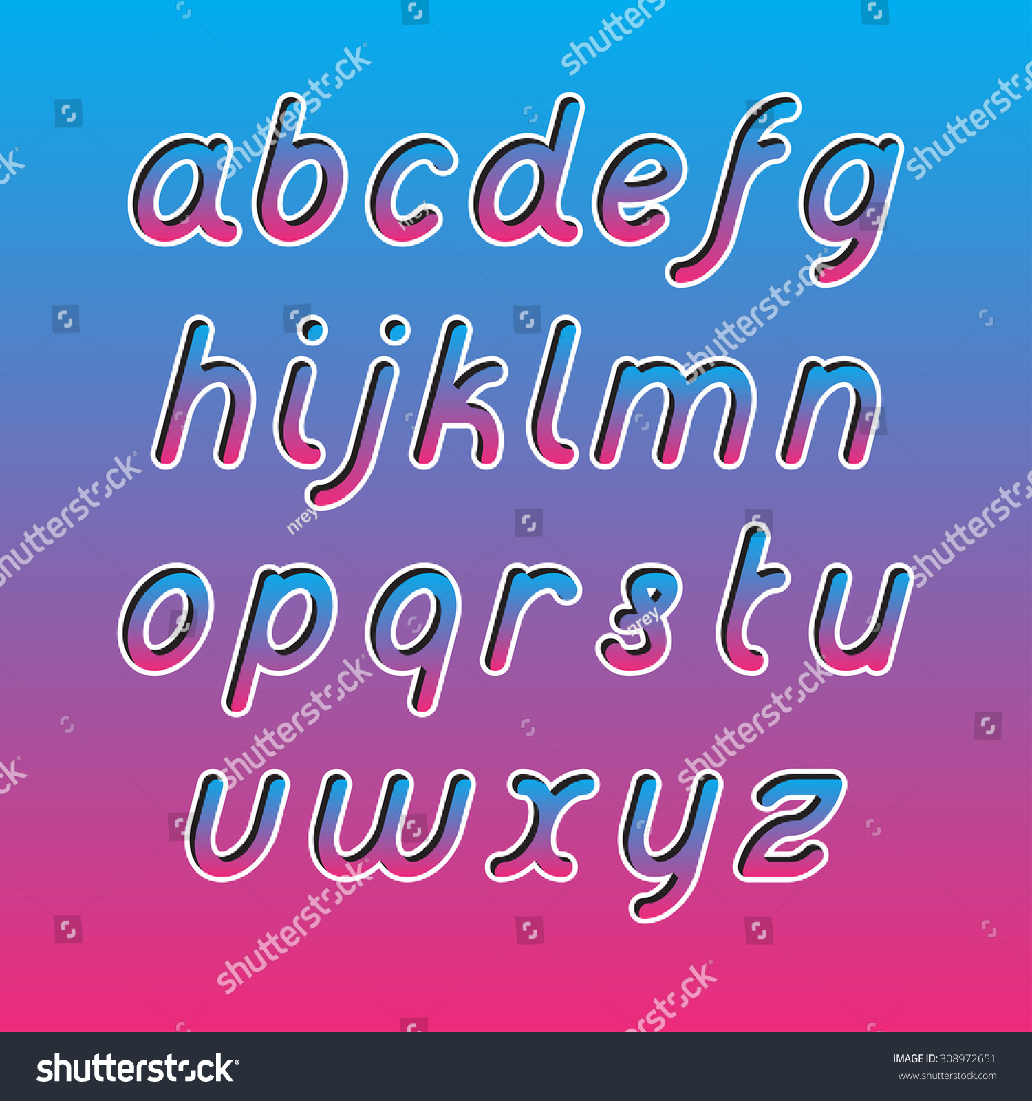 Rounded Fat Line Font Inner Bevel Stock Vector (Royalty Free) 308972651 ...