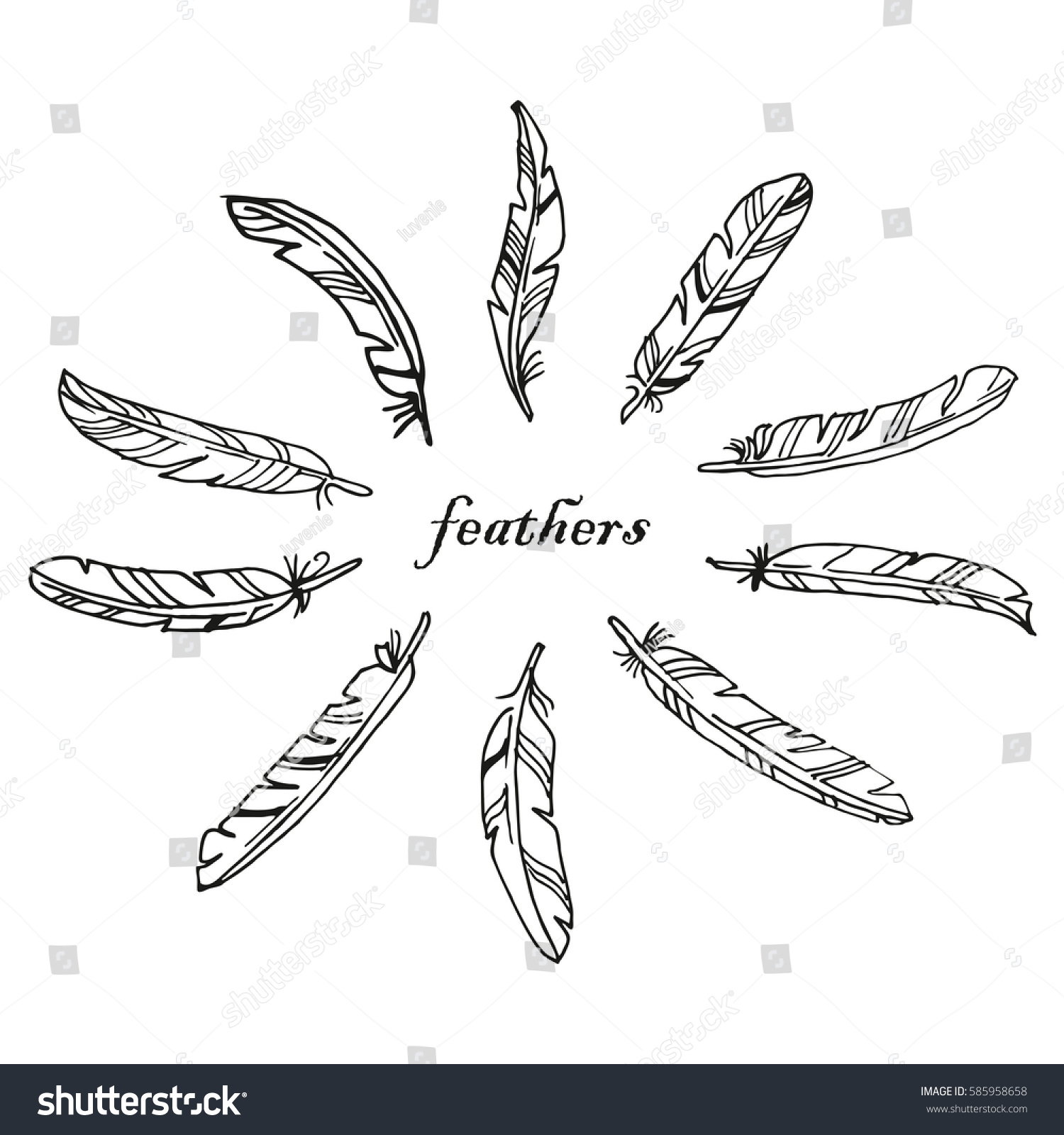 Rounded Feather Vector Tattoo Design 库存矢量图（免版税）585958658 | Shutterstock