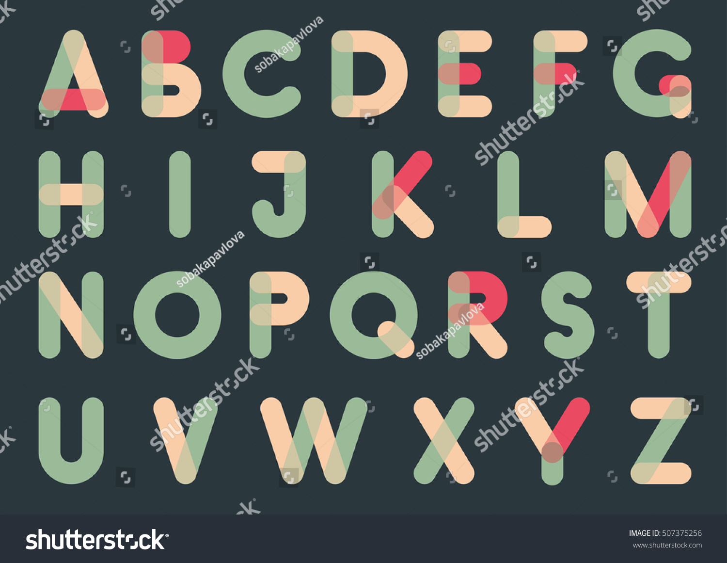 Rounded Font Vector Alphabet Posters Overlay 库存矢量图（免版税）507375256 ...