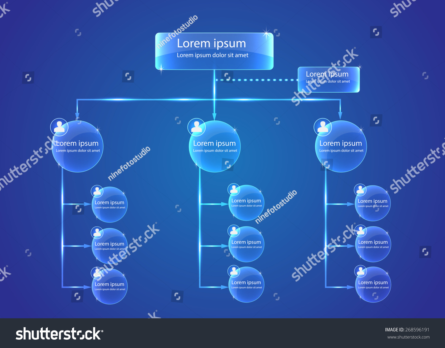 Rounded Rectangle Circle Organization Chart Infographics: vetor stock ...