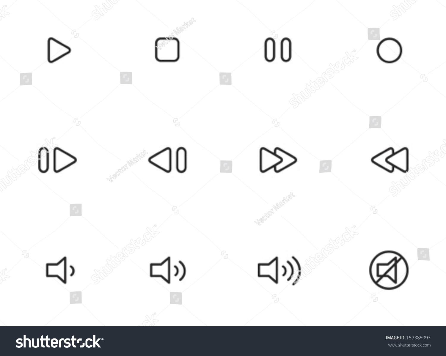 Conjunto de iconos finos redondeados 01:: vector de stock (libre de ...