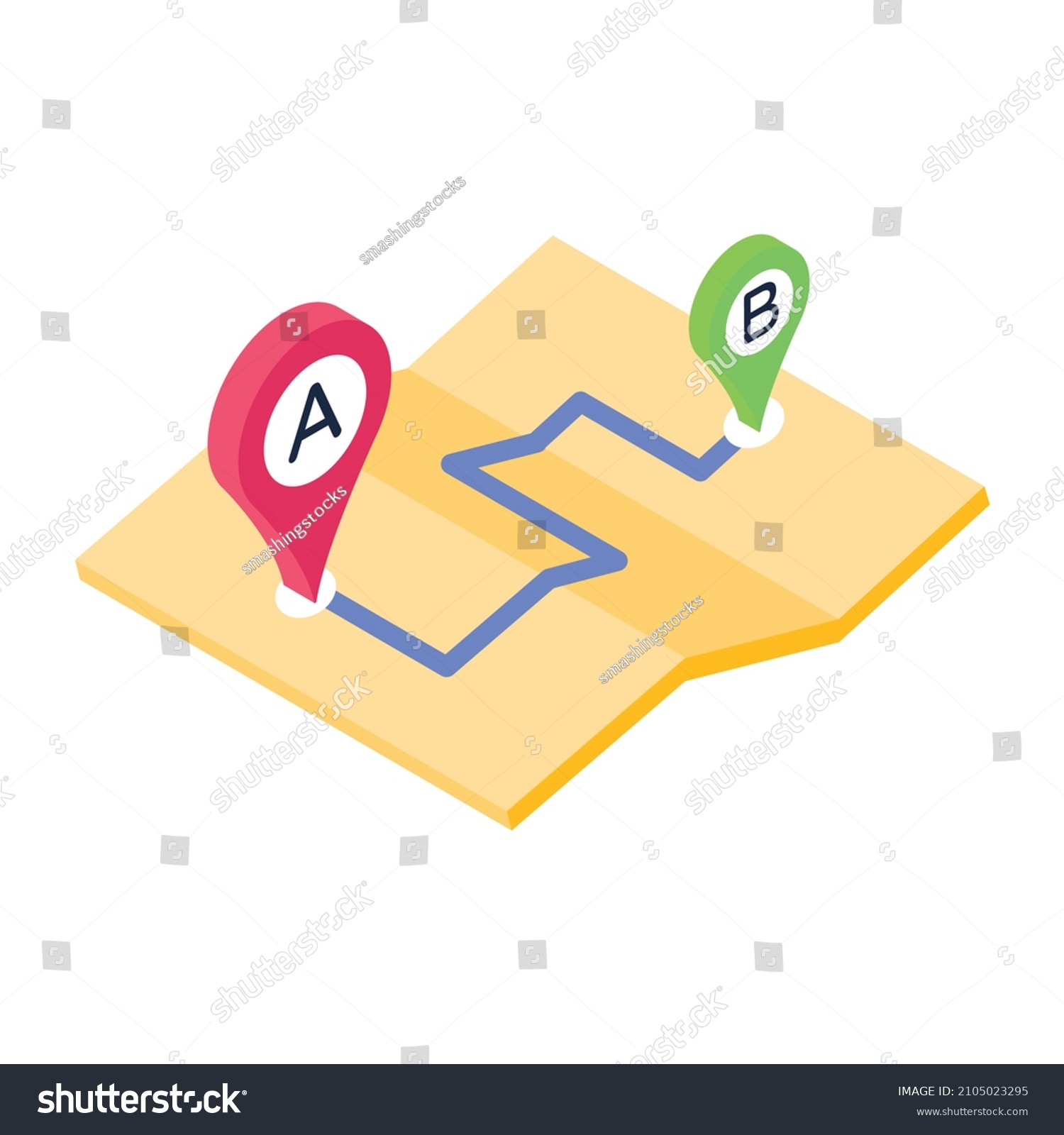 Route Map Isometric Trendy Icon Editable Stock Vector (Royalty Free ...