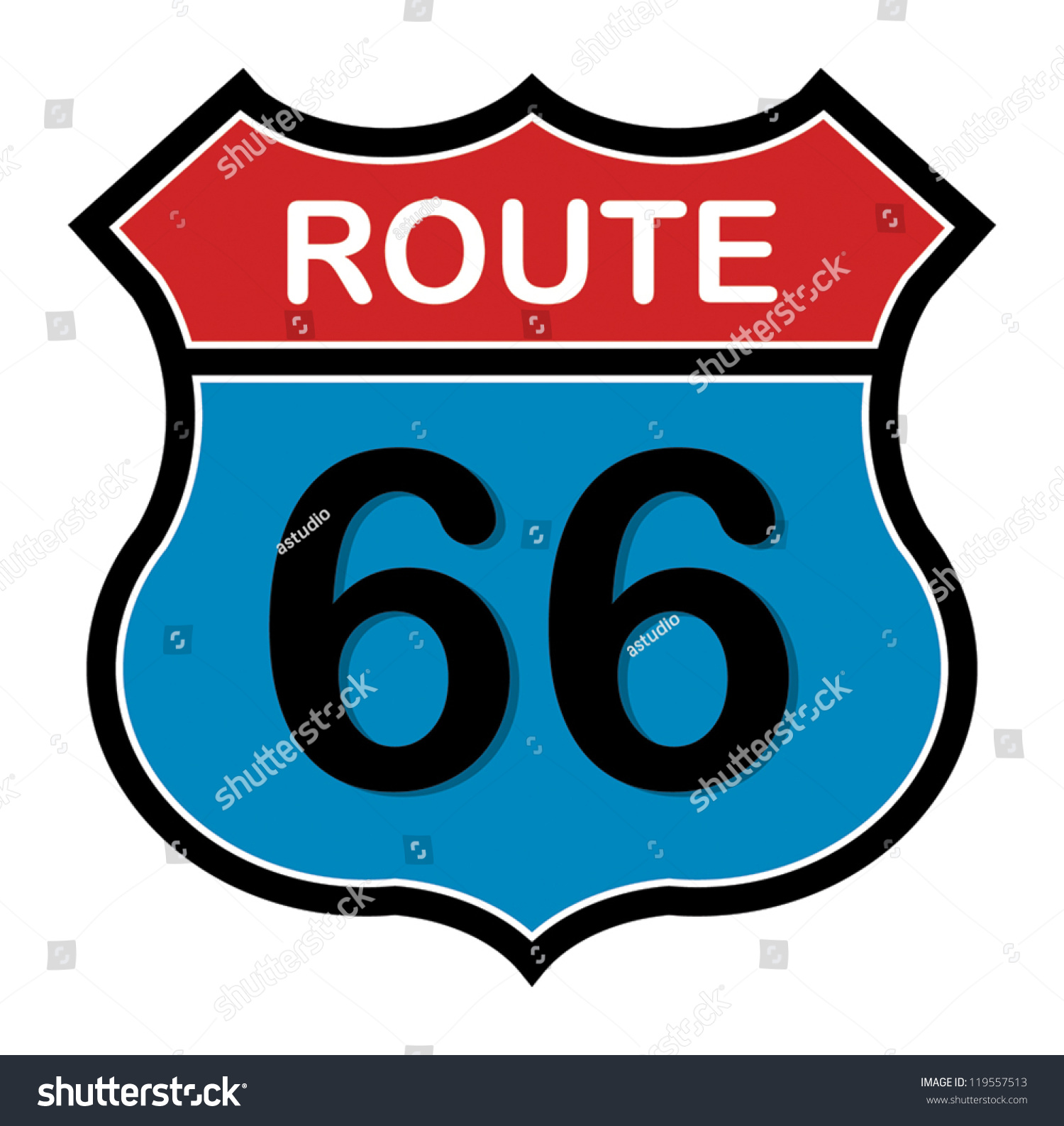 Route 66 Sign Vector Illustration: vector de stock (libre de regalías ...