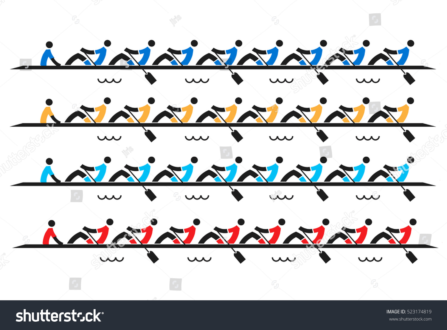 Rowing Race Eights Stylized Drawing Eights Stock Vector (Royalty Free ...