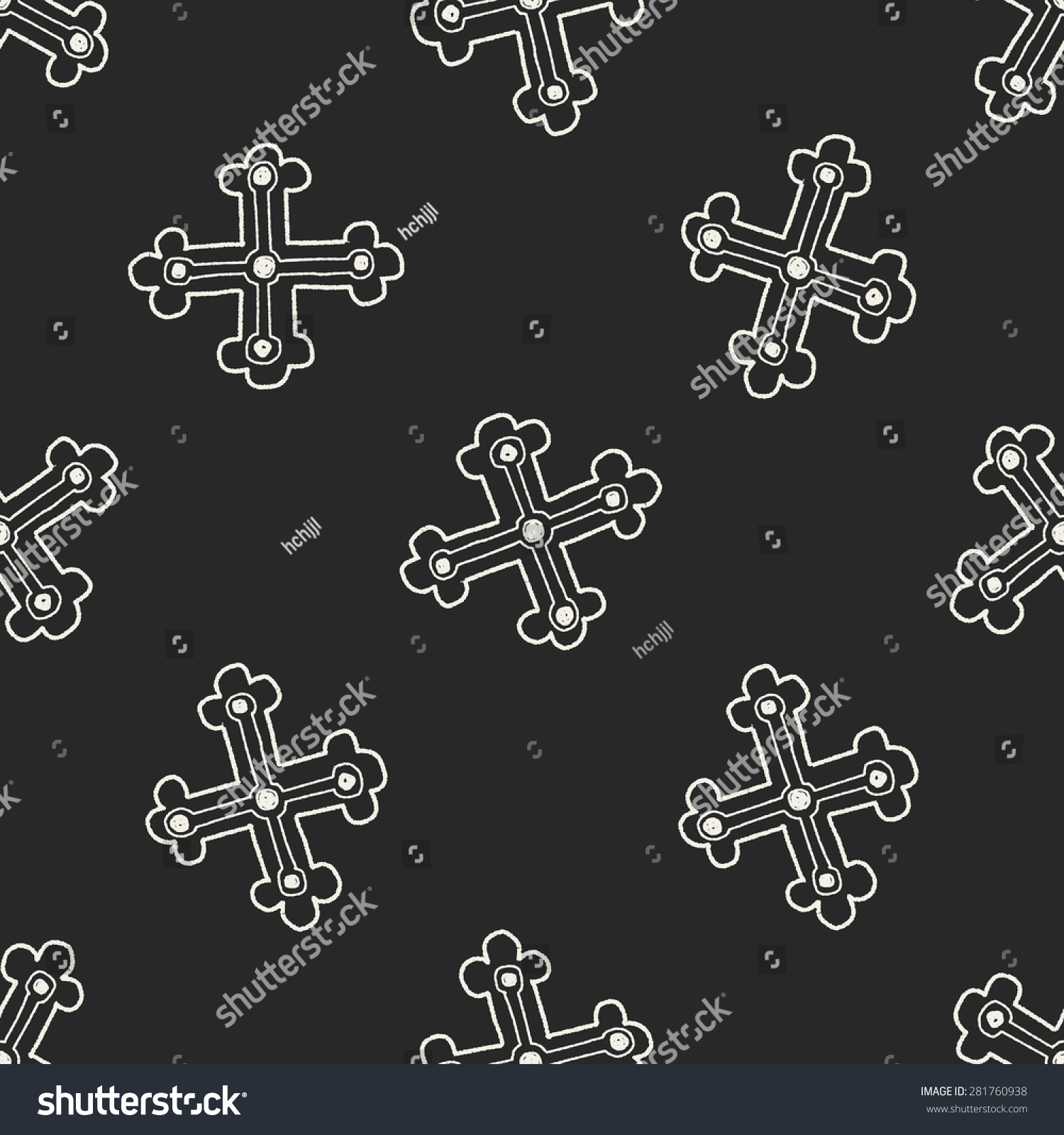 Royal Cross Doodle Seamless Pattern Background Stock Vector (Royalty ...