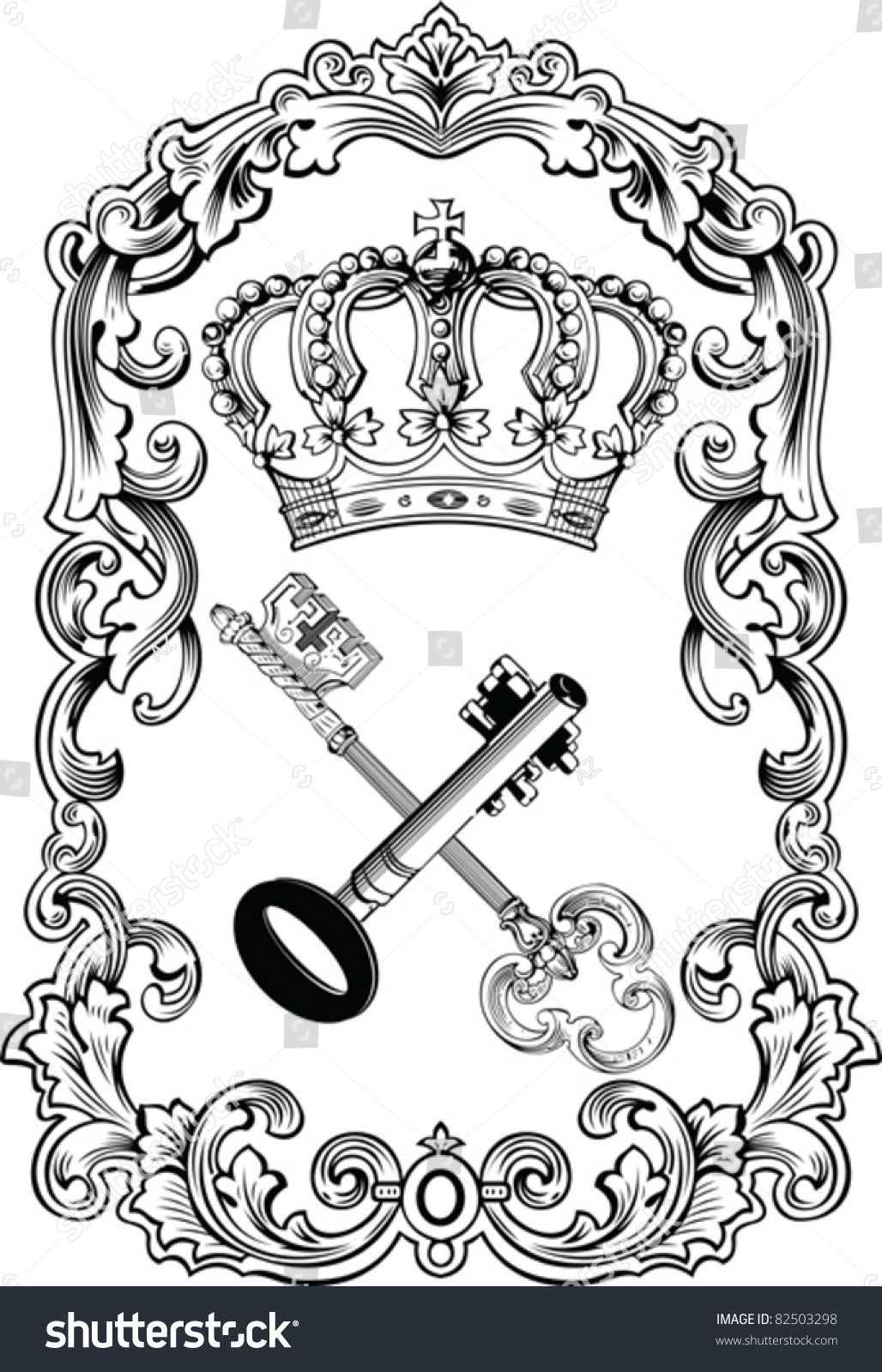 Royal Frame Crown Keys Stock Vector (Royalty Free) 82503298