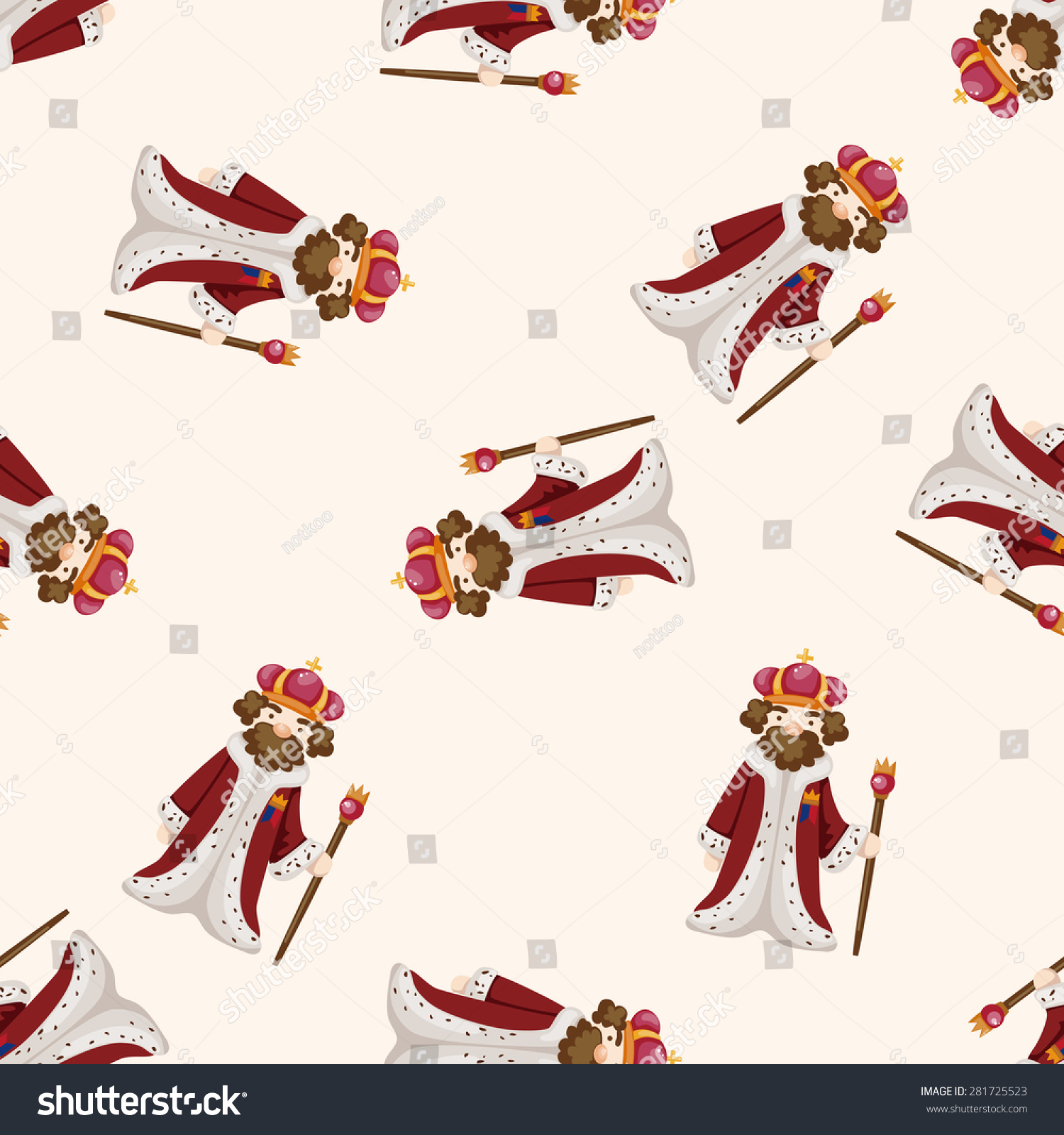Royal Theme King Cartoon Seamless Pattern Stock Vector (Royalty Free ...