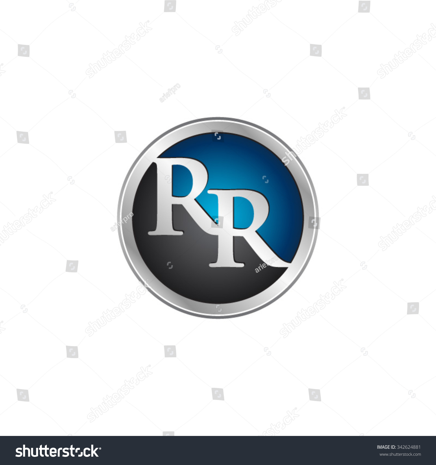 Rr Initial Circle Logo Blue: เวกเตอร์สต็อก (ปลอดค่าลิขสิทธิ์) 342624881