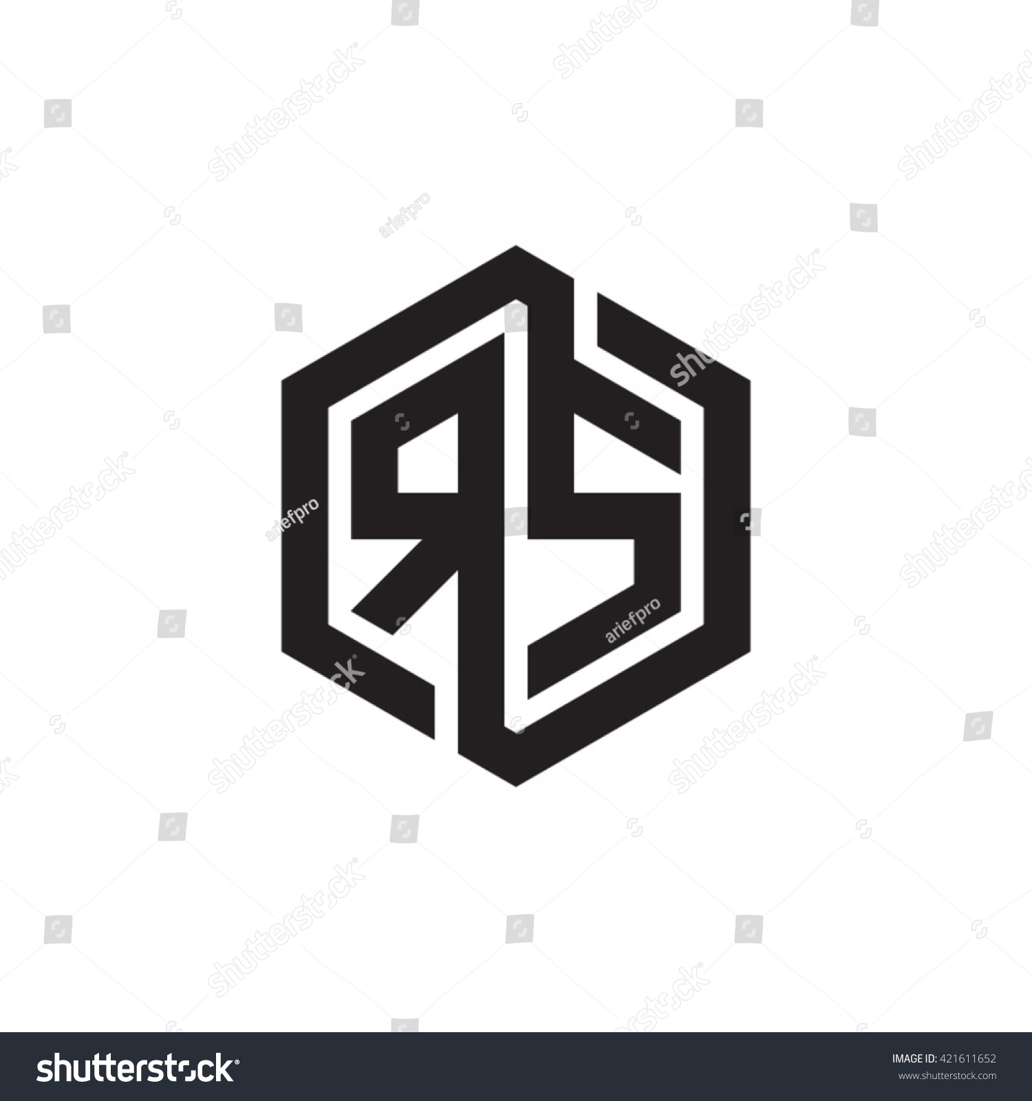 Rs Initial Letters Looping Linked Hexagon Stock Vector (Royalty Free ...