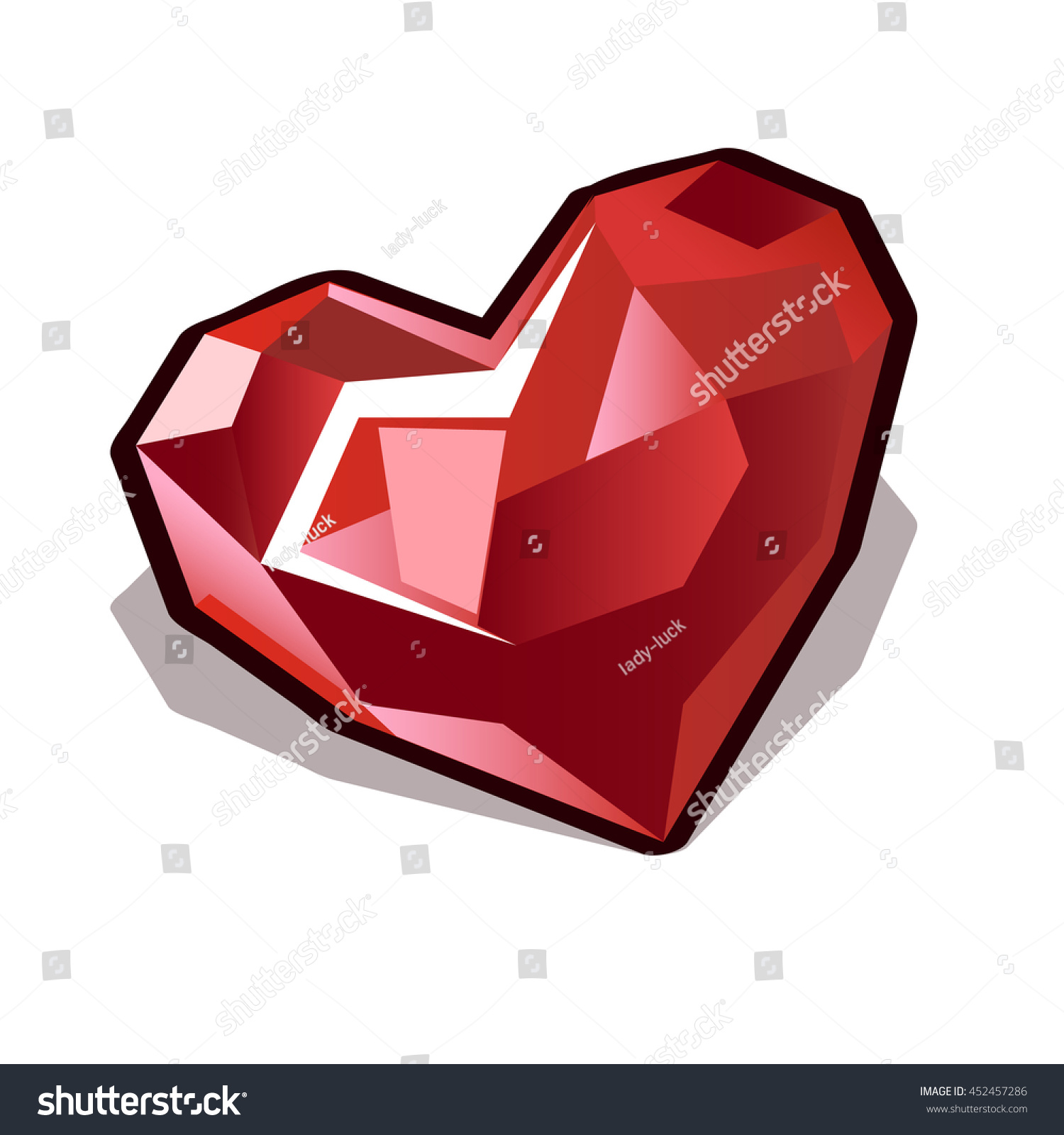 Ruby Heart Shape Isolated On White Stock Vector (Royalty Free ...