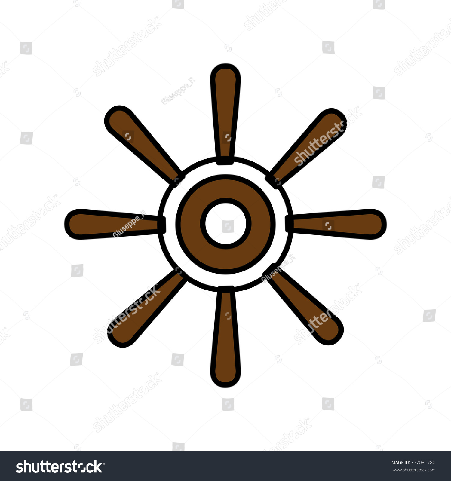 Rudder Ship Nautical Object Design Stock Vector (Royalty Free ...