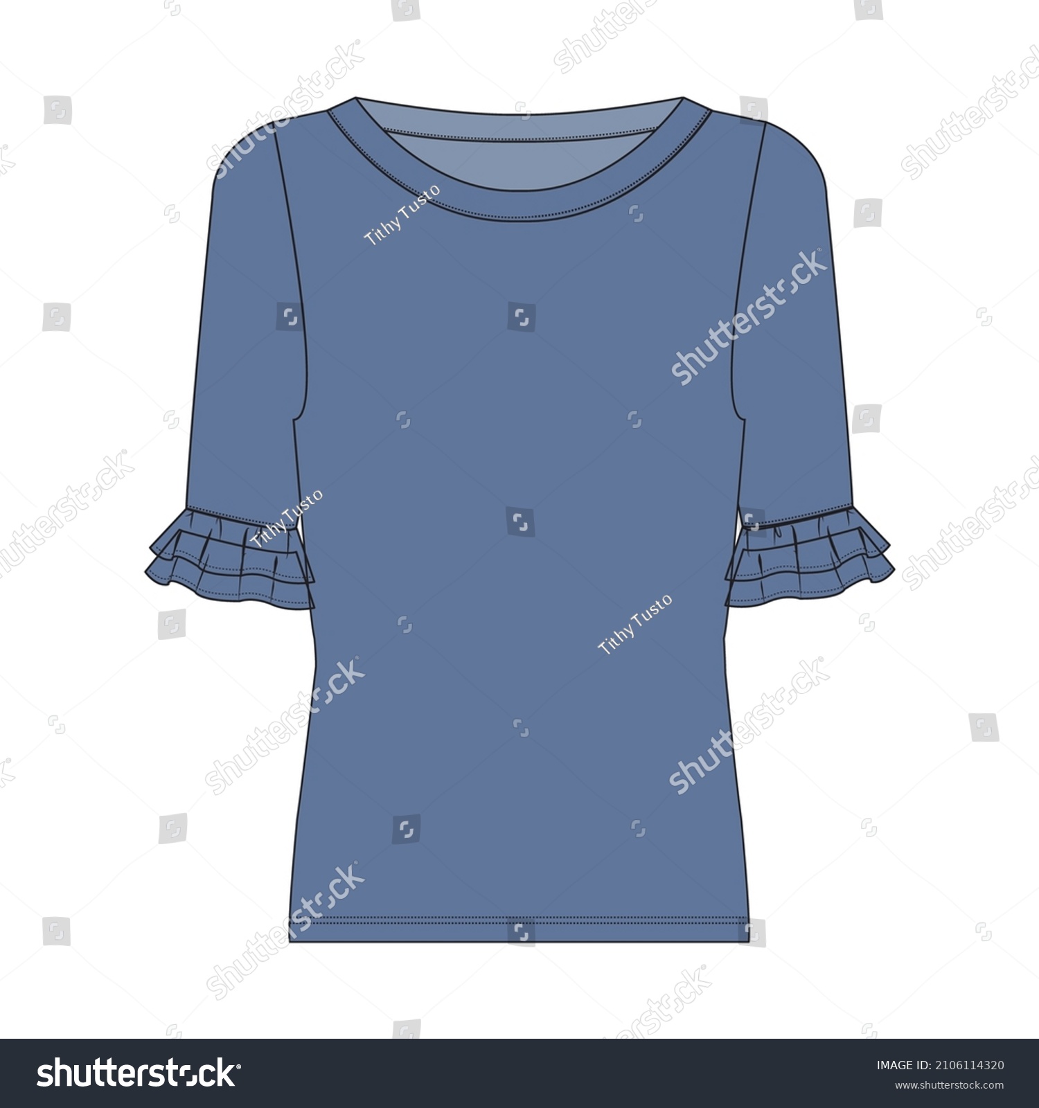Ruffle Sleeve Tshirt Vector Design Stock Vector (Royalty Free ...