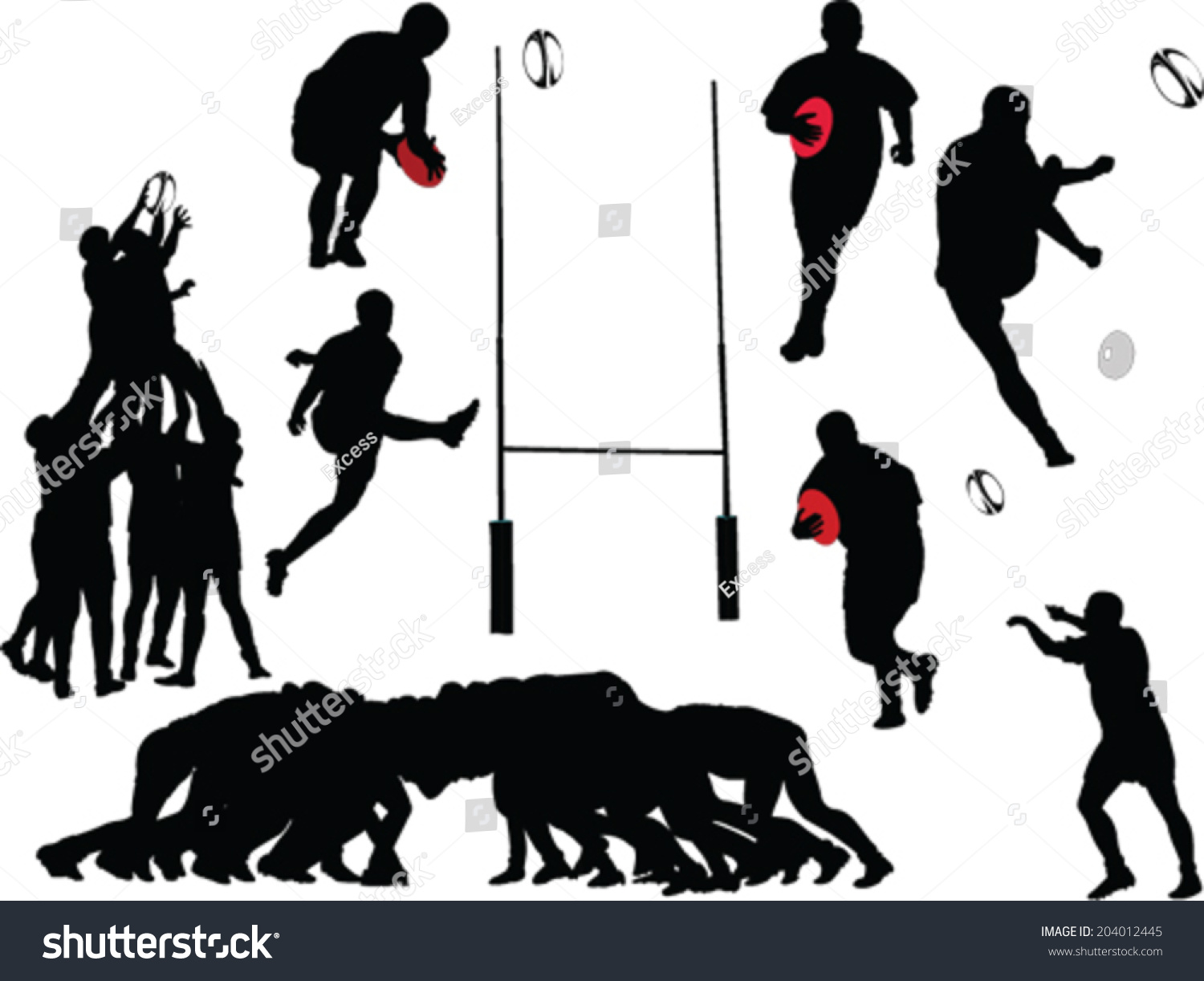 Rugby Players Collection - Vector - 204012445 : Shutterstock