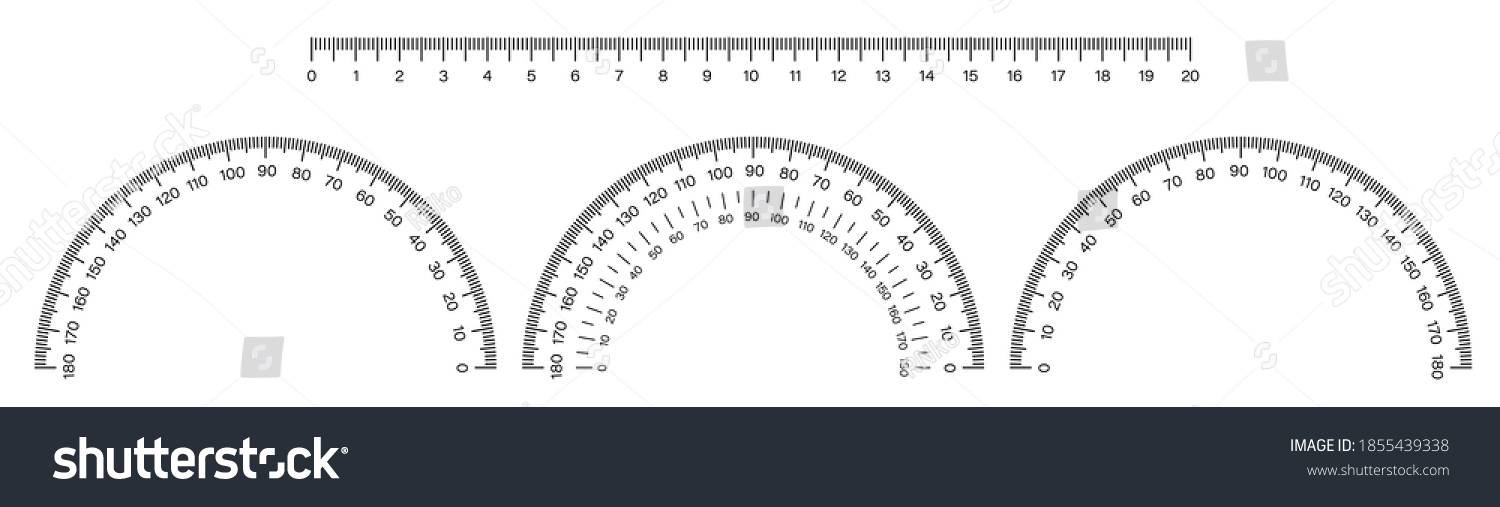 Ruler Protractor Scale School Measuring Instruments Stock Vector ...