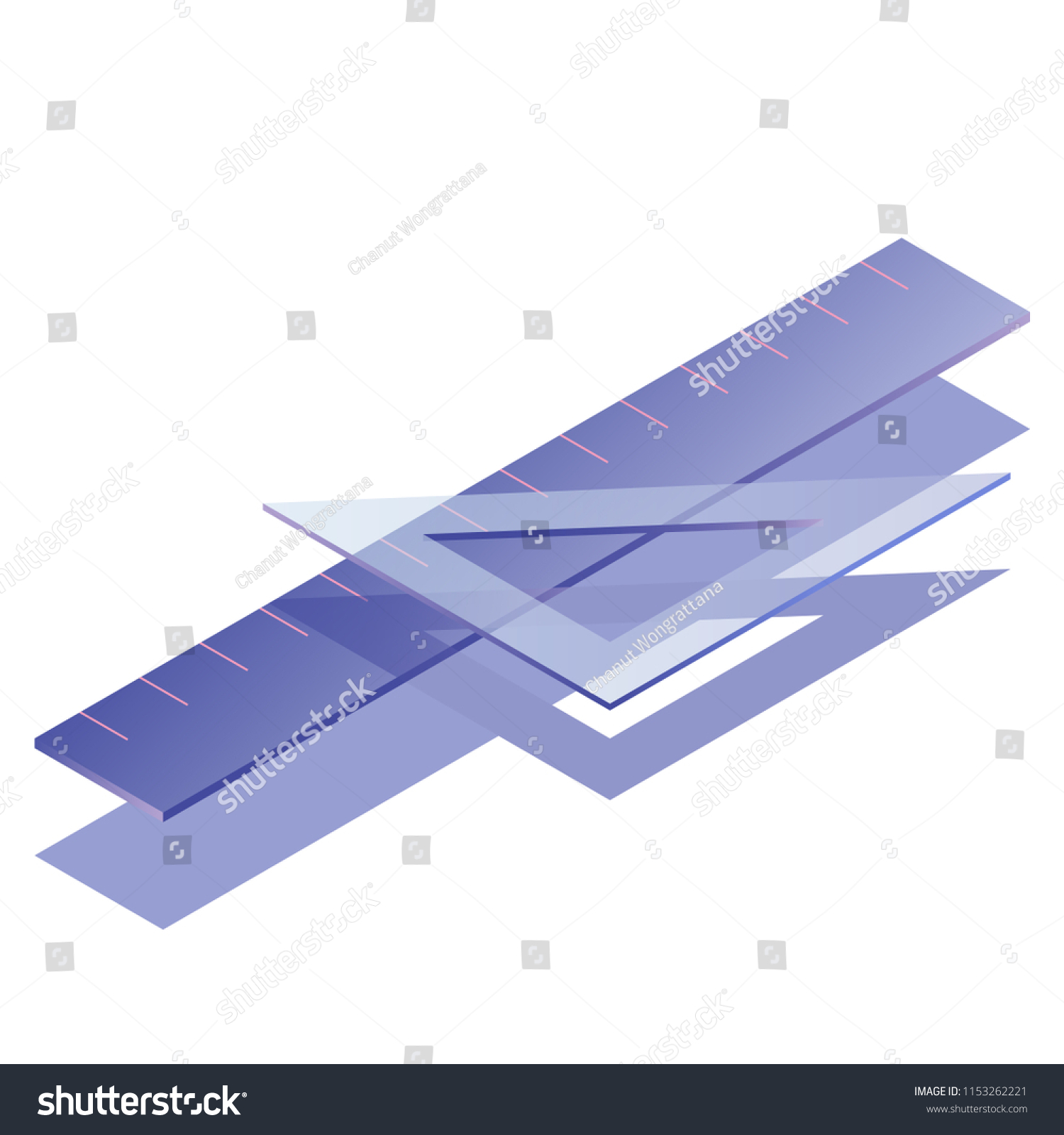 Ruler Gradient Vector Illustration Isometric Design Stock Vector ...