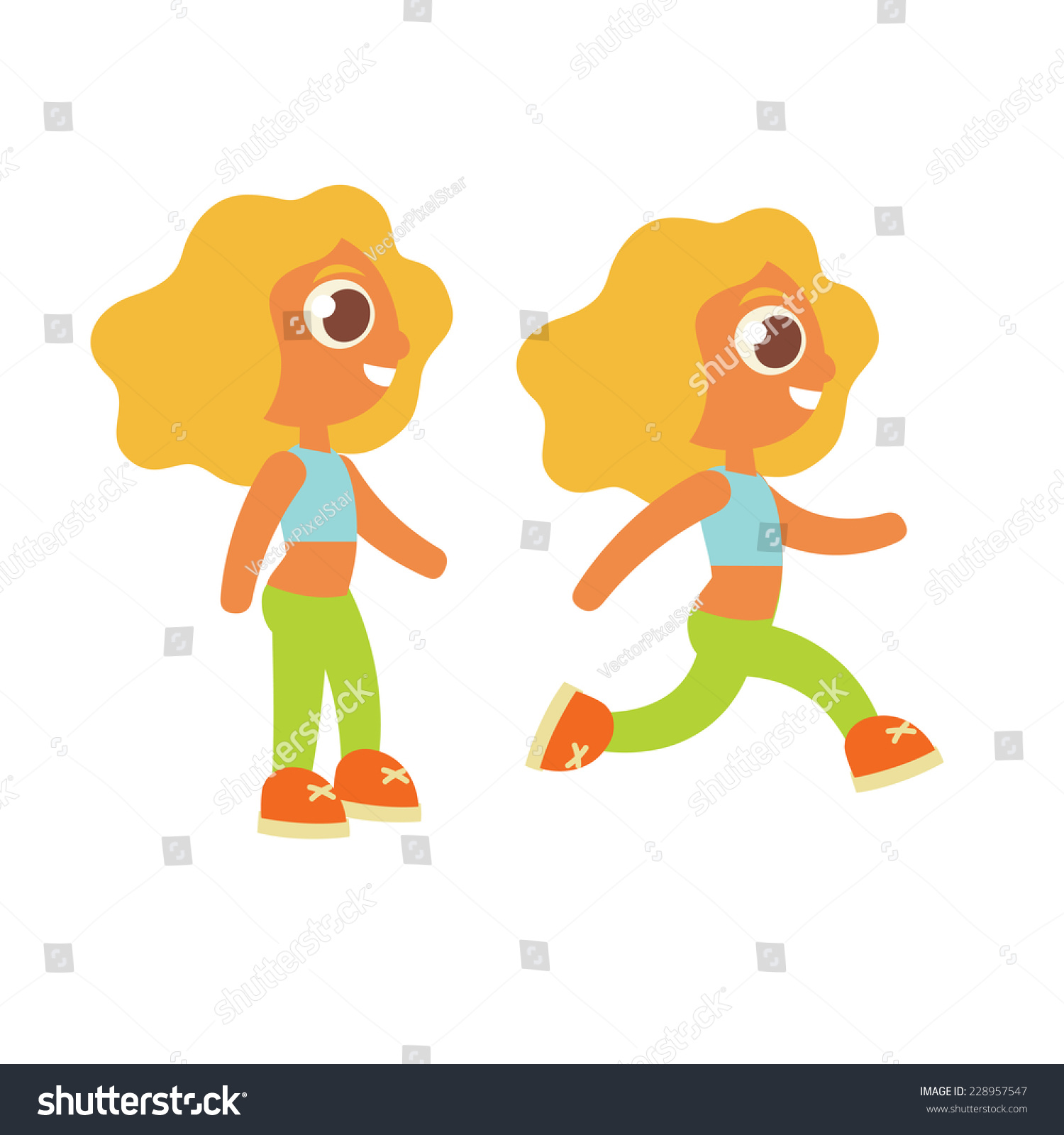 Run Cartoon Flat Style Vector Illustration: เวกเตอร์สต็อก (ปลอดค่า ...