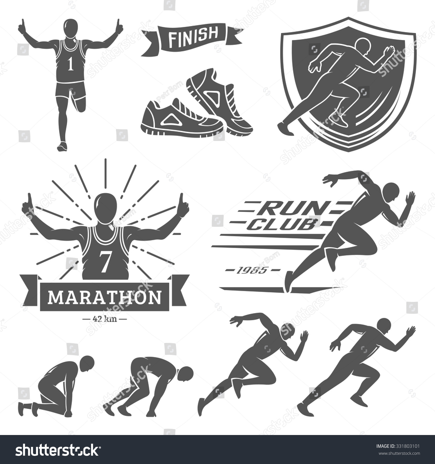 Run Club Labels Emblems Design Elements Stock Vector (Royalty Free ...