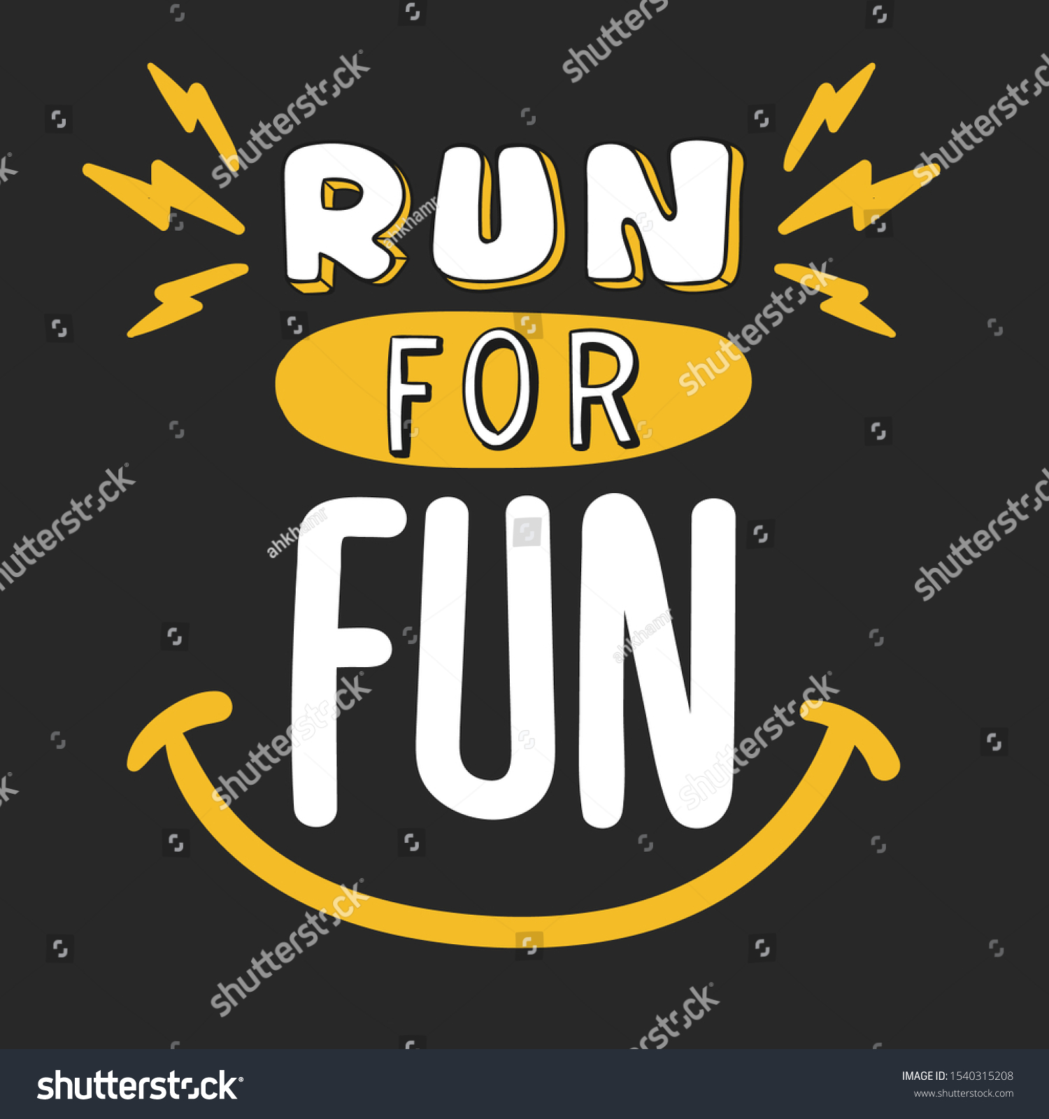 Run Fun Typography Motivation Calligraphy Vector Stock Vector (Royalty ...
