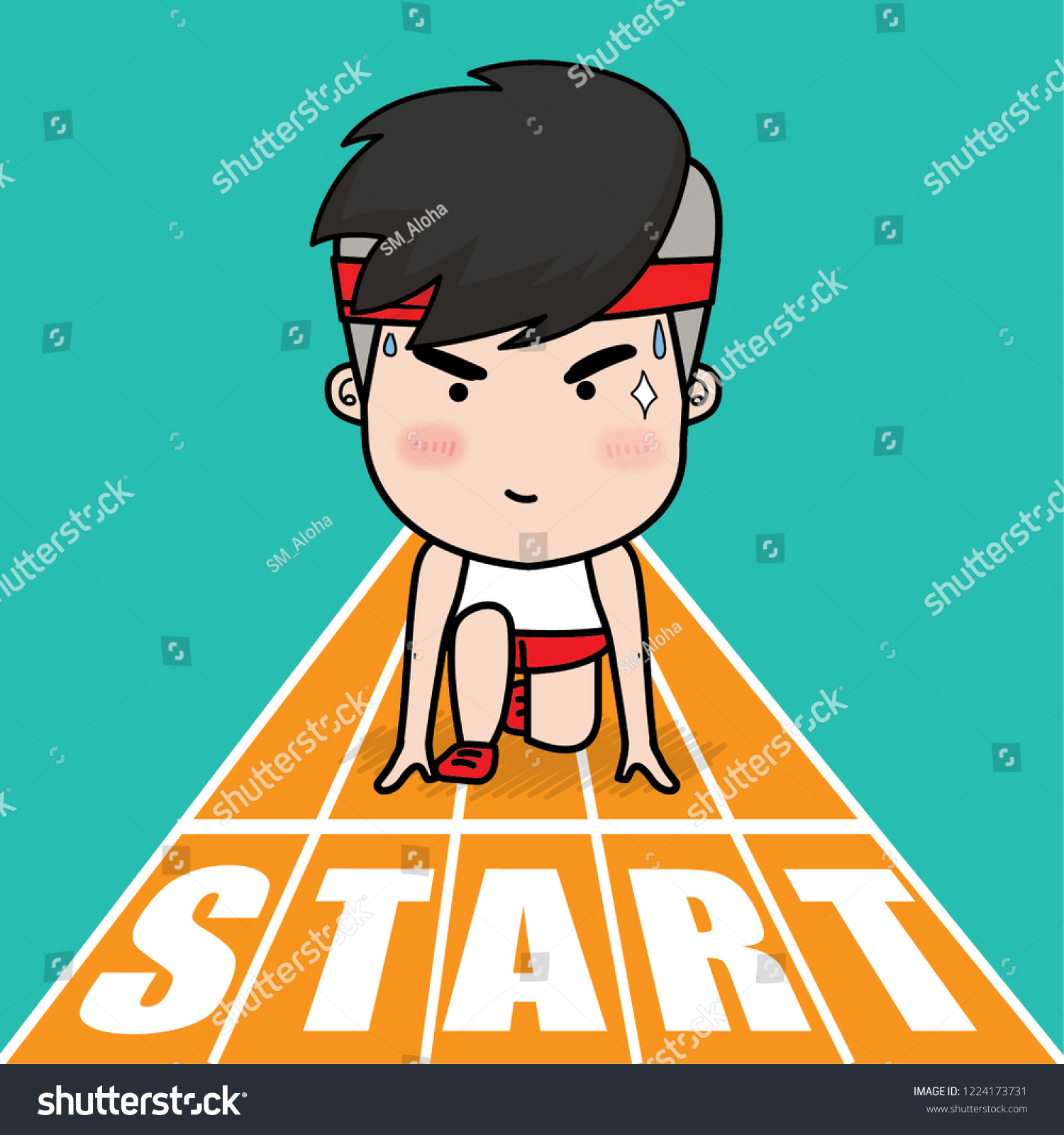 Runner Starting Point Flat Vector Illustration Stock Vector (Royalty ...