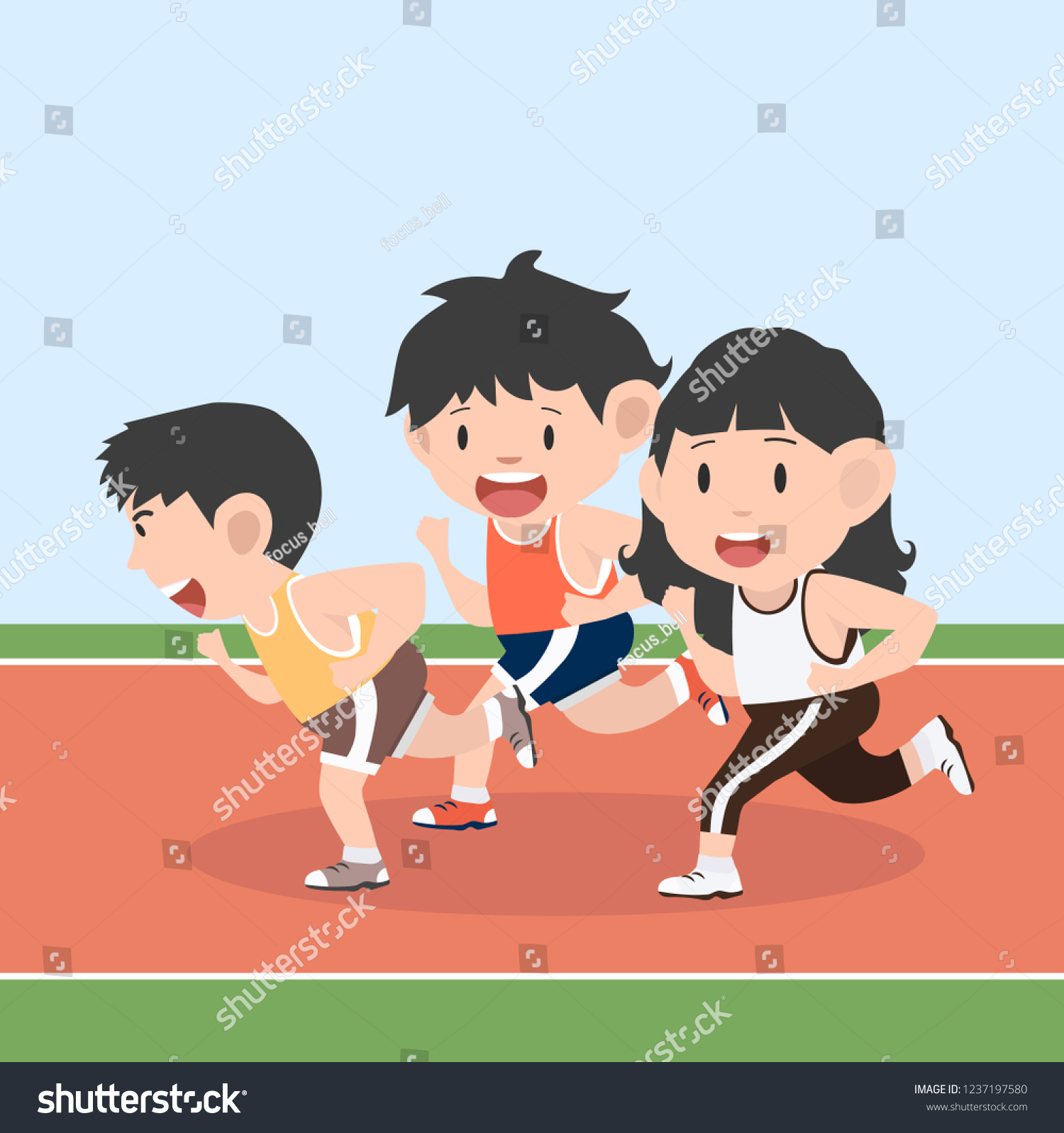 Runner Attractive Running Racetrack Set Stock Vector (Royalty Free ...