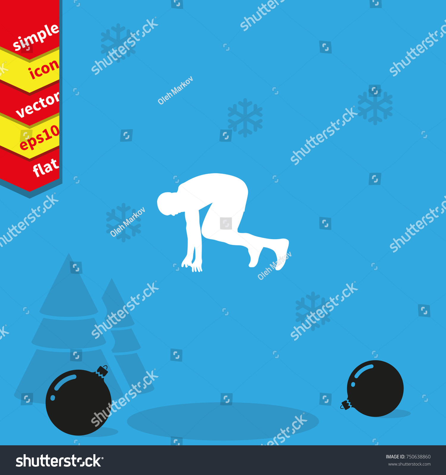 Runner Start Position Silhouette: vector de stock (libre de regalías ...