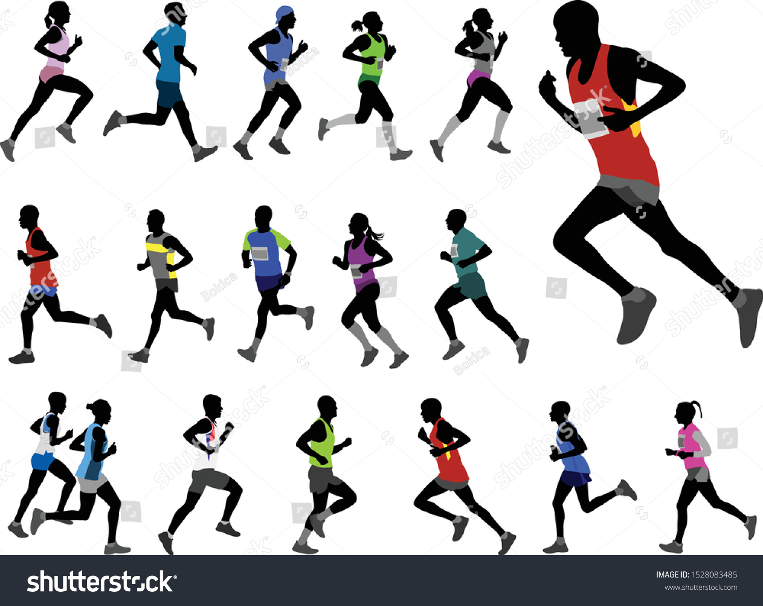 Runners Silhouettes Collection Vector Stock Vector (Royalty Free ...