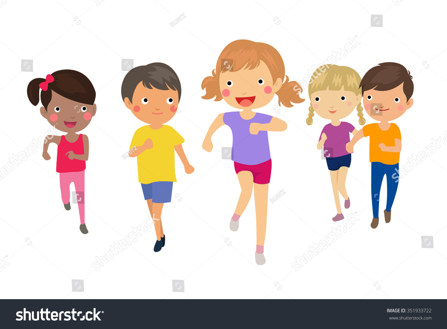 Running Children Stock Vector 351933722 - Shutterstock