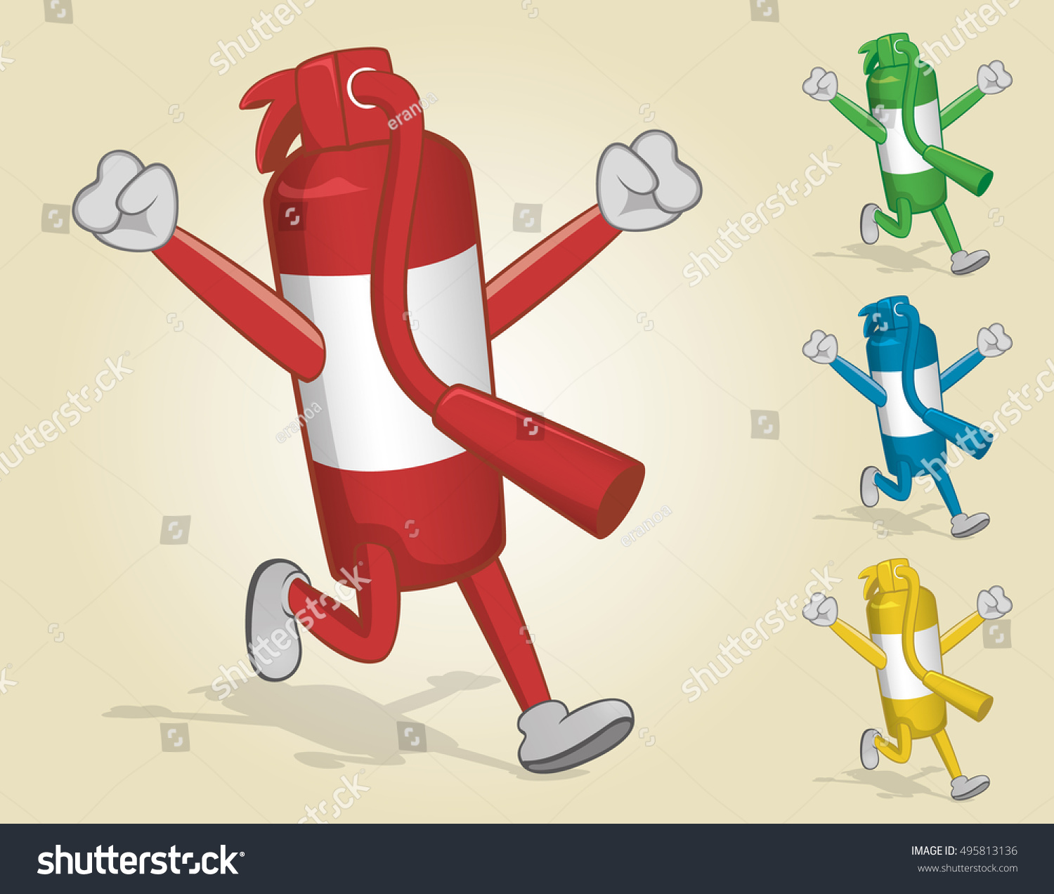 Running Fire Extinguisher Two Hands Stock Vector (Royalty Free) 495813136