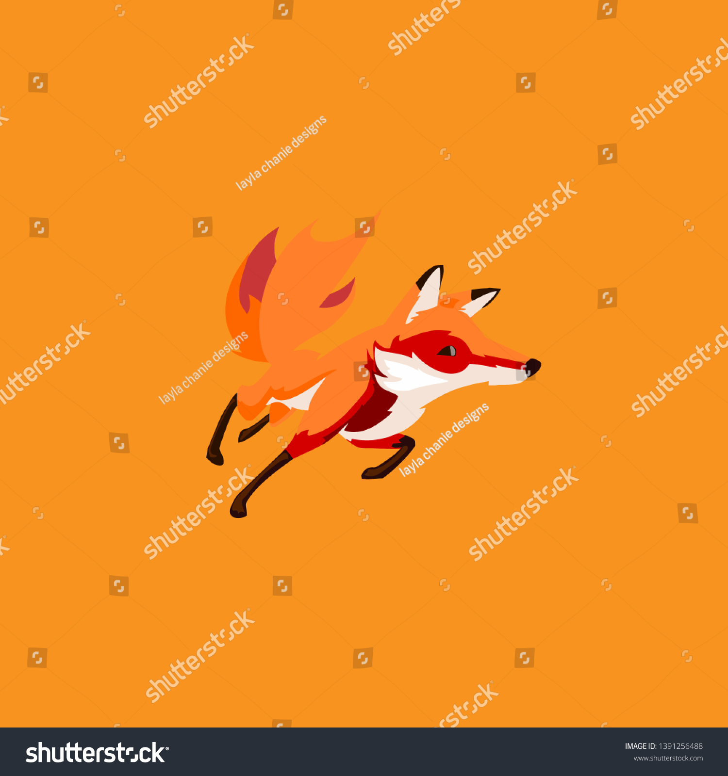 Running Fox Logo Vector Beaytifule Stock Vector (Royalty Free) 1391256488