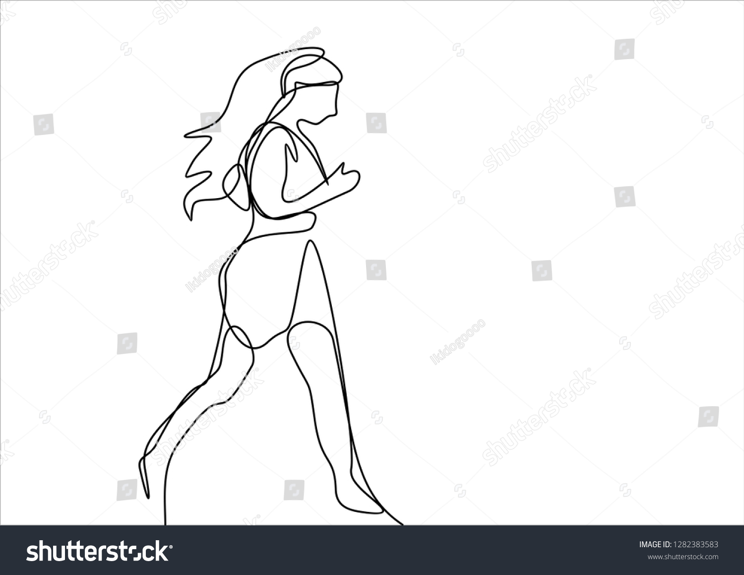 Running Girl Continuous Line Stock Vector (Royalty Free) 1282383583