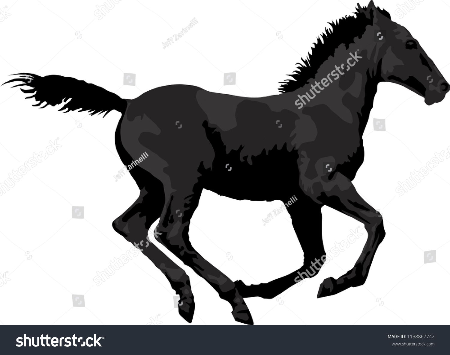 Running Horse Black Vector Stock Vector (Royalty Free) 1138867742 ...