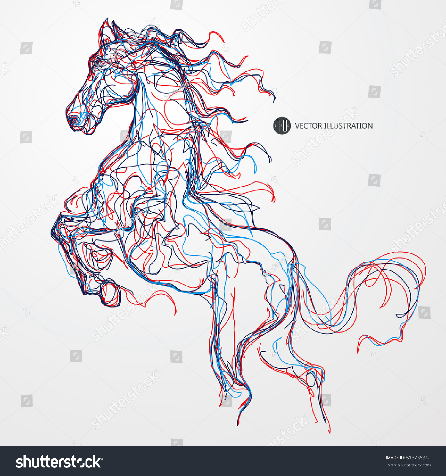 Running Horse Colored Lines Drawing Vector Stock Vector (Royalty Free ...