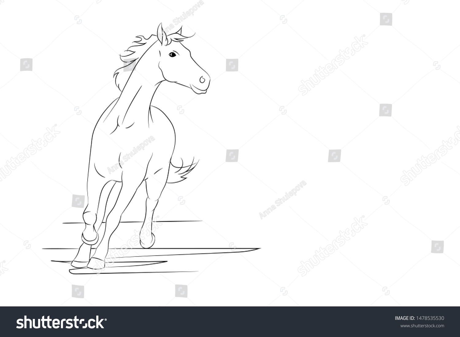 Running Horse Line Drawing Vector Stock Vector (Royalty Free) 1478535530