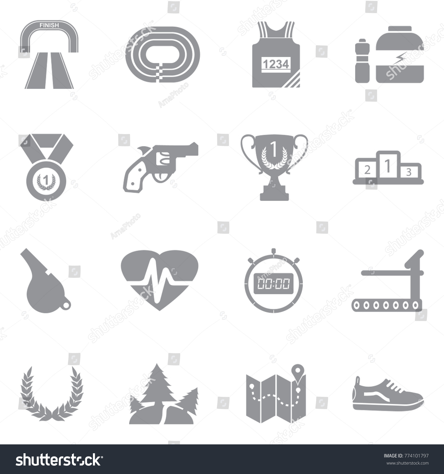 Running Icons Gray Flat Design Vector Stock Vector (Royalty Free ...