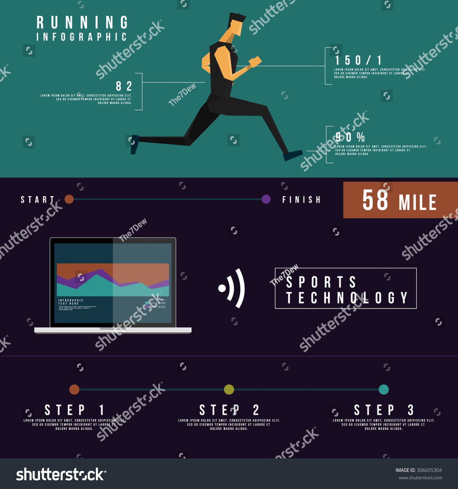 Running Infographic Concept Design: vector de stock (libre de regalías ...