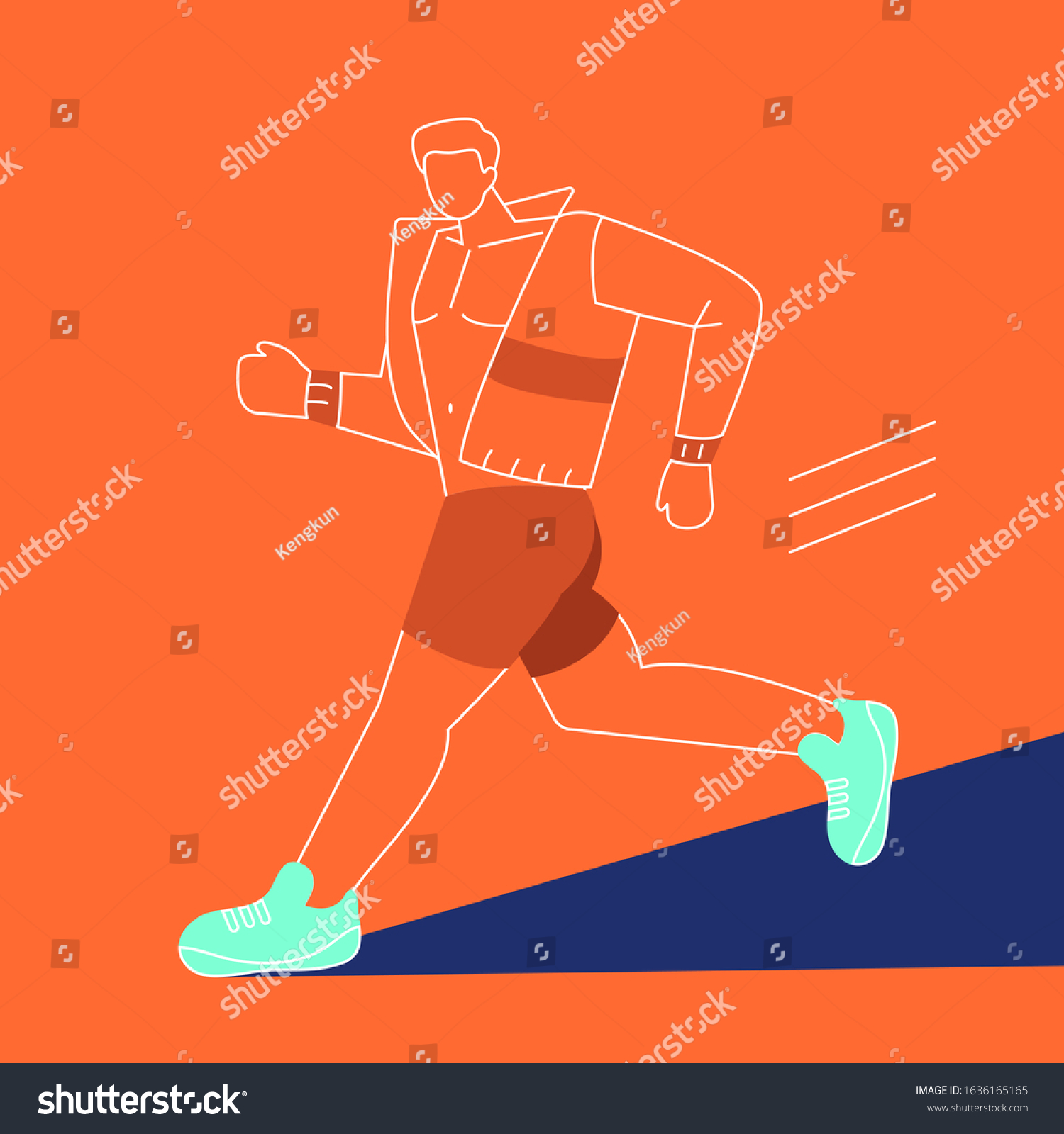 Running Man Flat Vector Illustration Characters Stock Vector (Royalty ...
