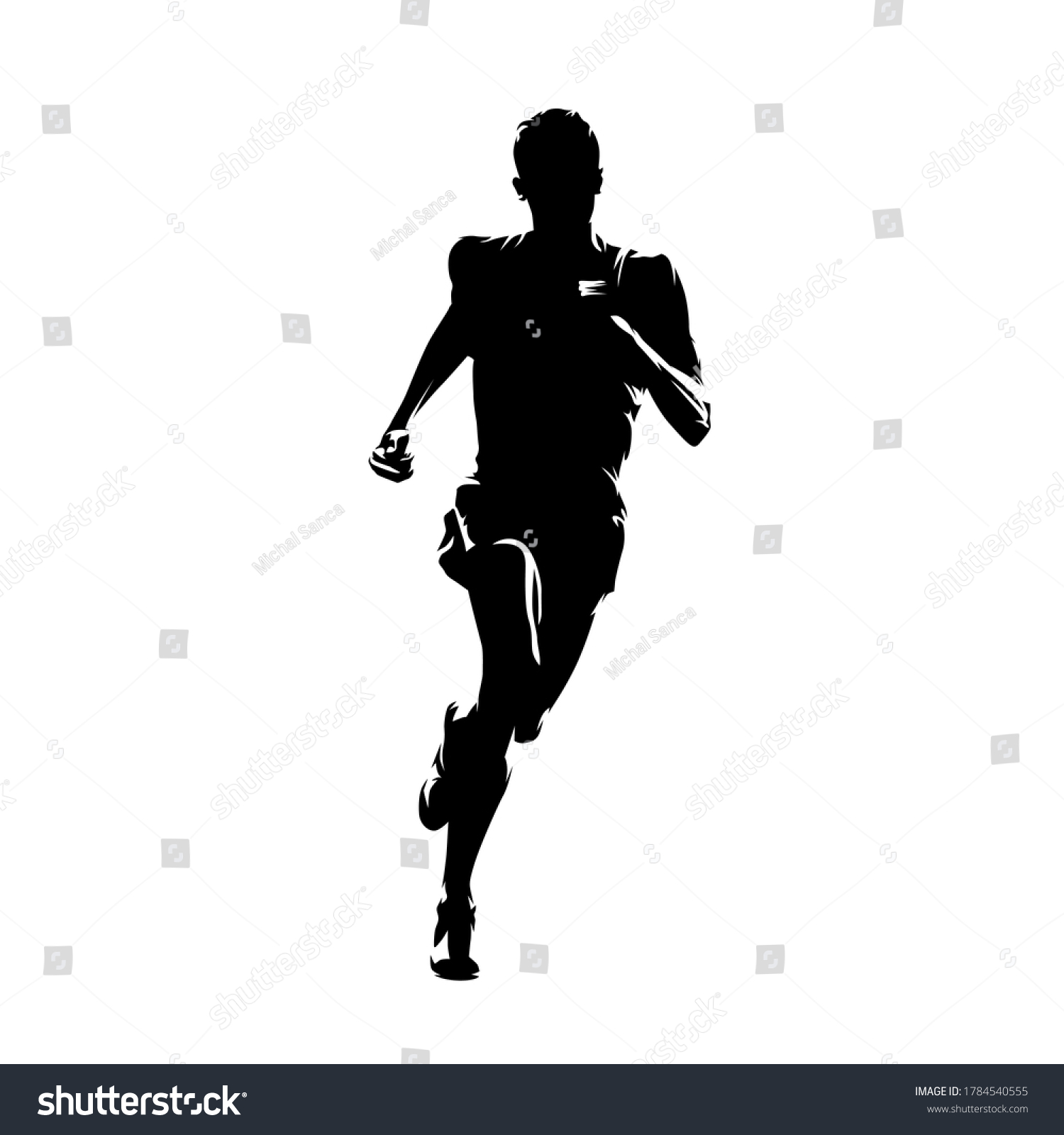 Running Man Front View Isolated Vector: เวกเตอร์สต็อก (ปลอดค่าลิขสิทธิ์ ...